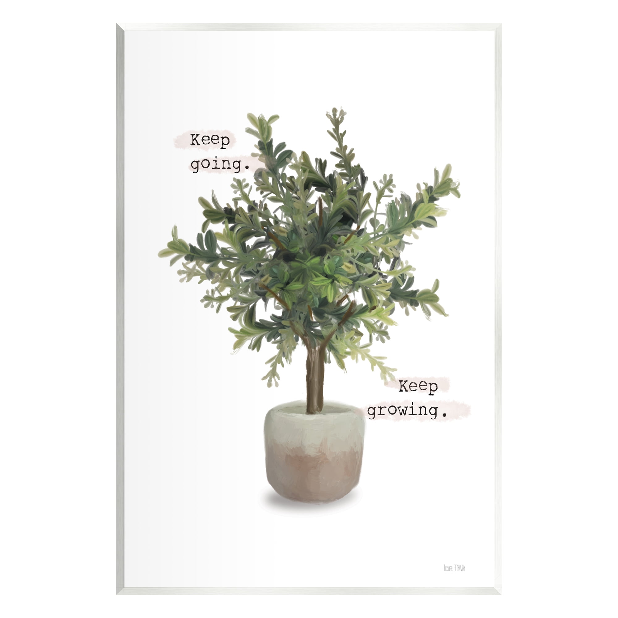 Stupell Keep Going & Growing Potted Plant Botanical & Floral Painting ...