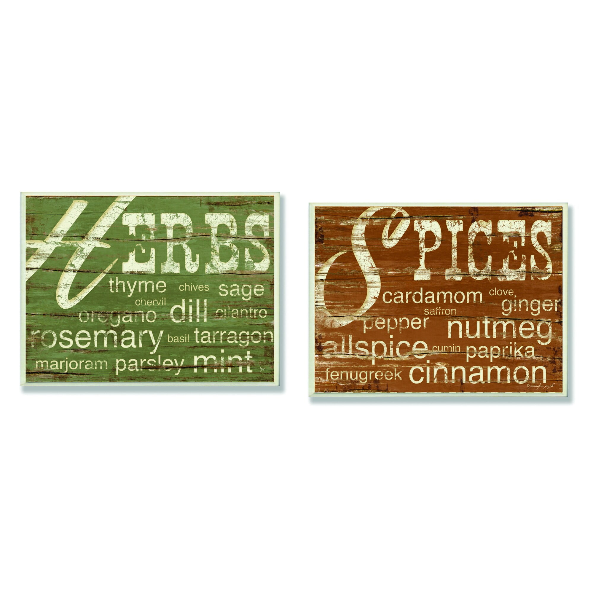 Stupell Kitchen 'Herbs and Words'/ 'Spices and Words' Wall Plaques ...