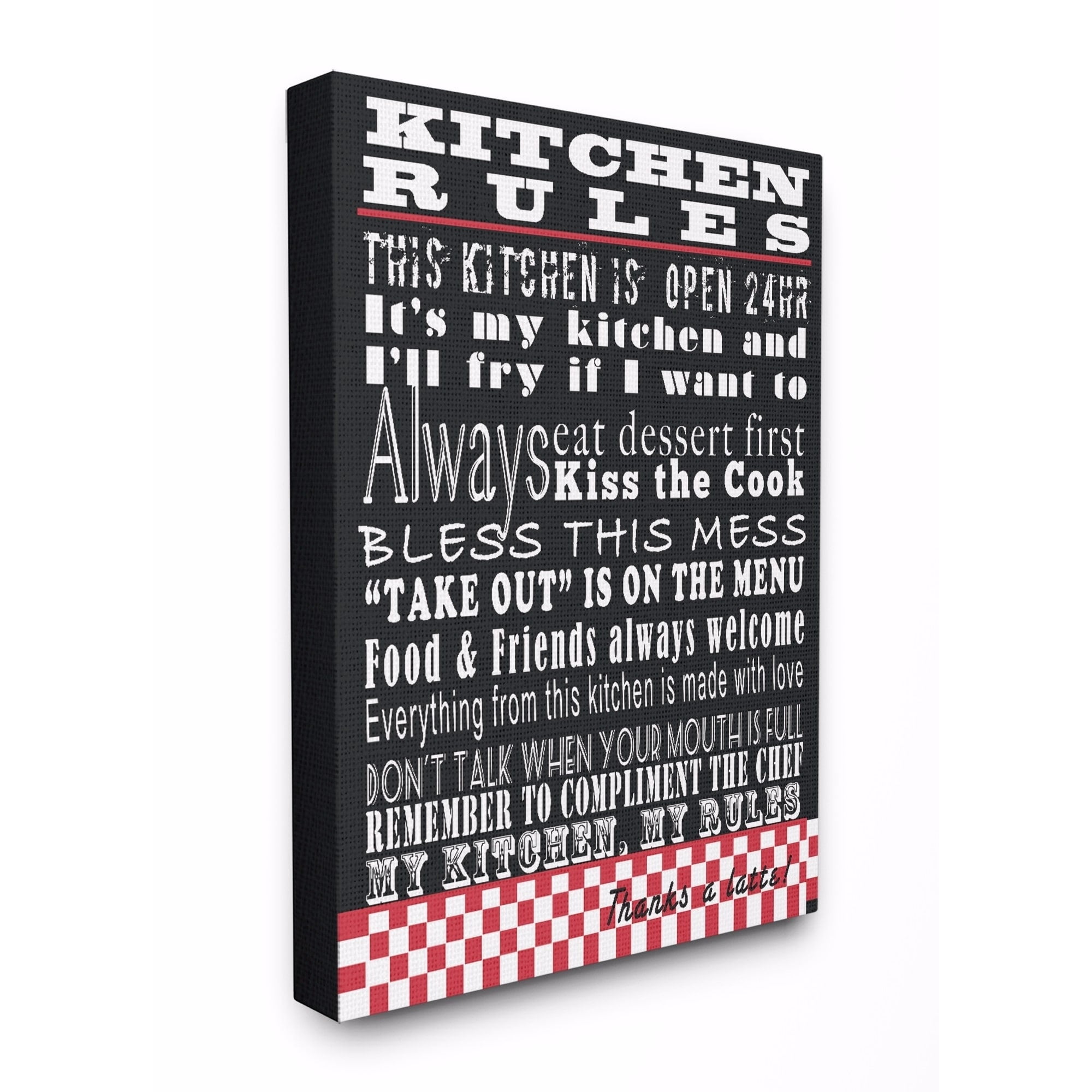 Stupell Kitchen Rules Black Wall Art 24x30 - Walmart.com