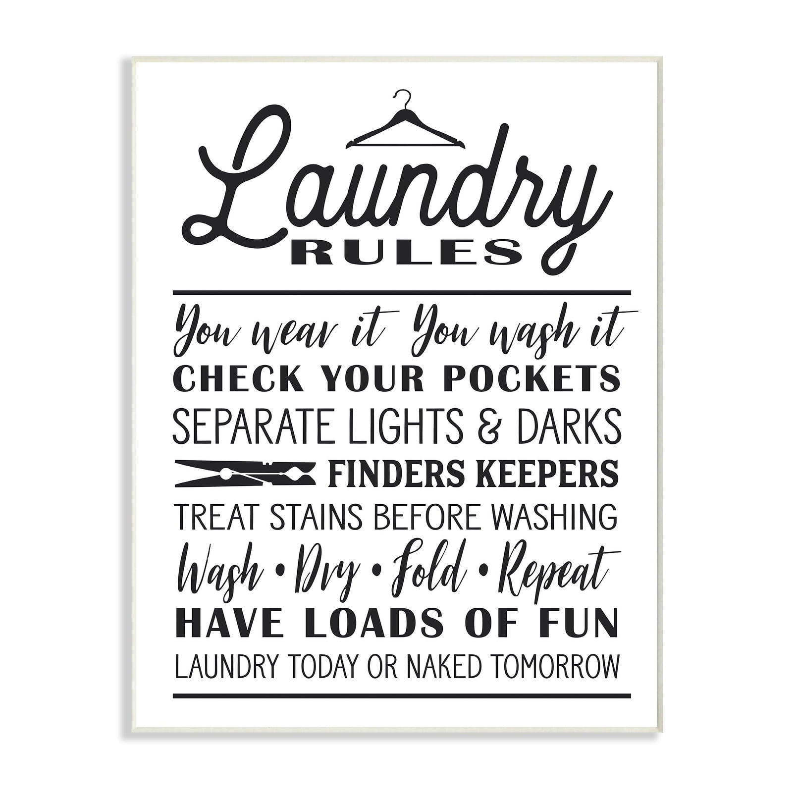 Stupell Laundry Rules w/ Hanger Typography Wall Plaque Art 13 x 19 ...
