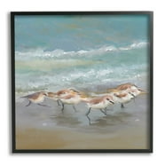 Ocean Waves Beach Reeds Coastal Painting White Framed Art Print Wall ...