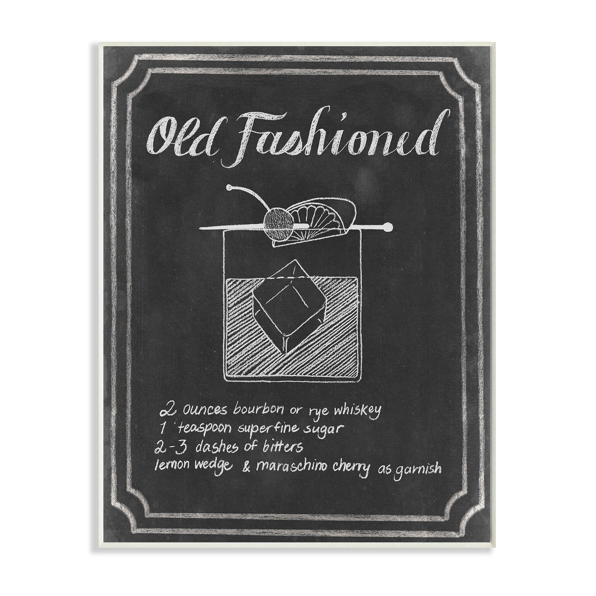 Stupell 'Old Fashioned Cocktail Chalkboard Recipe' Wall Plaque Art on ...
