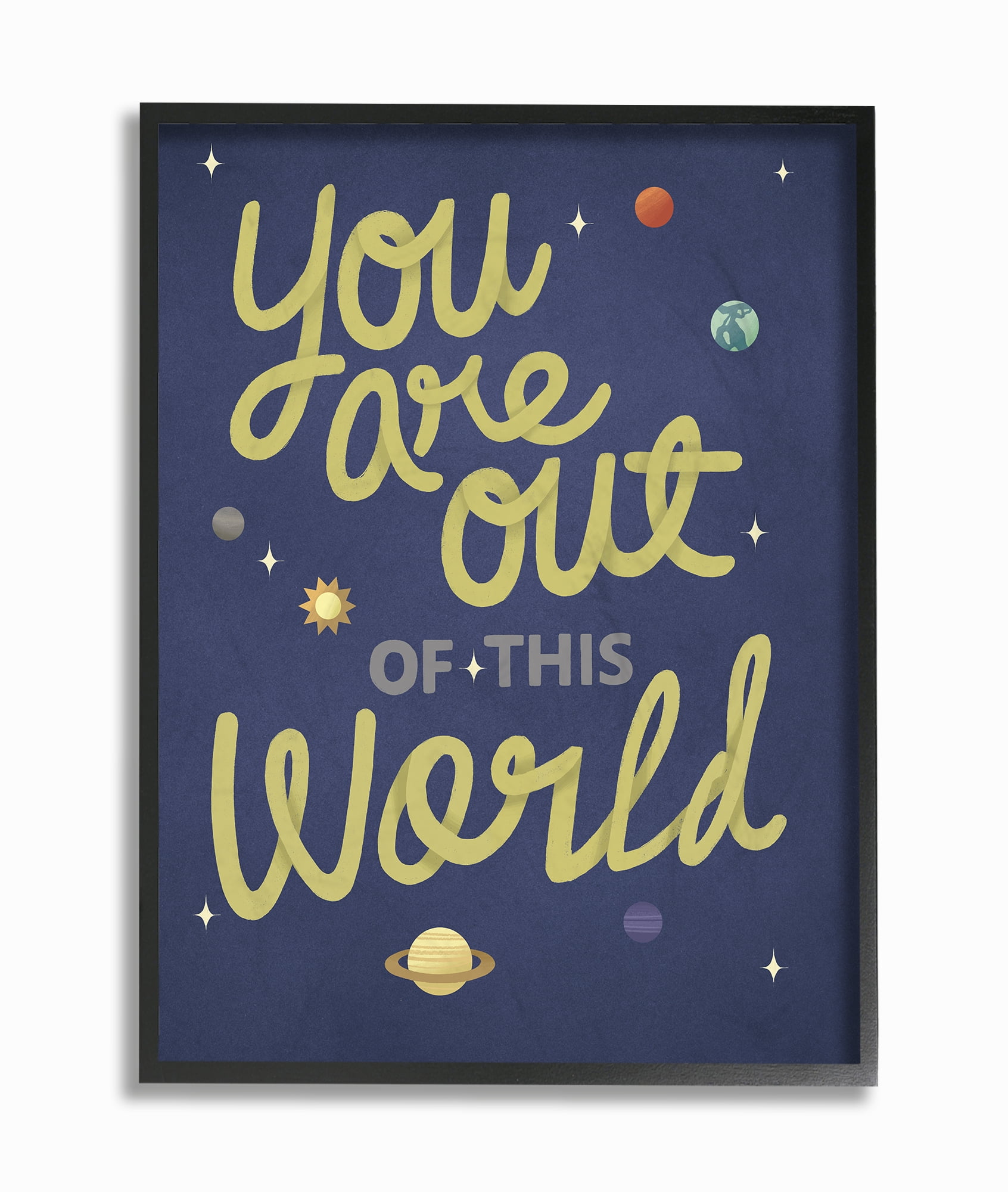 Stupell Out Of This World Space Planets Typography, Framed Giclee, 11 x ...