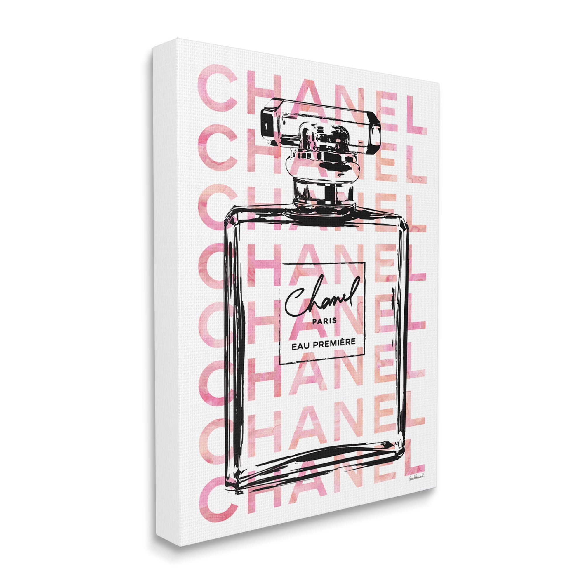 Stupell Perfume Bottle With Words Pink Black Oversized Canvas Art ...