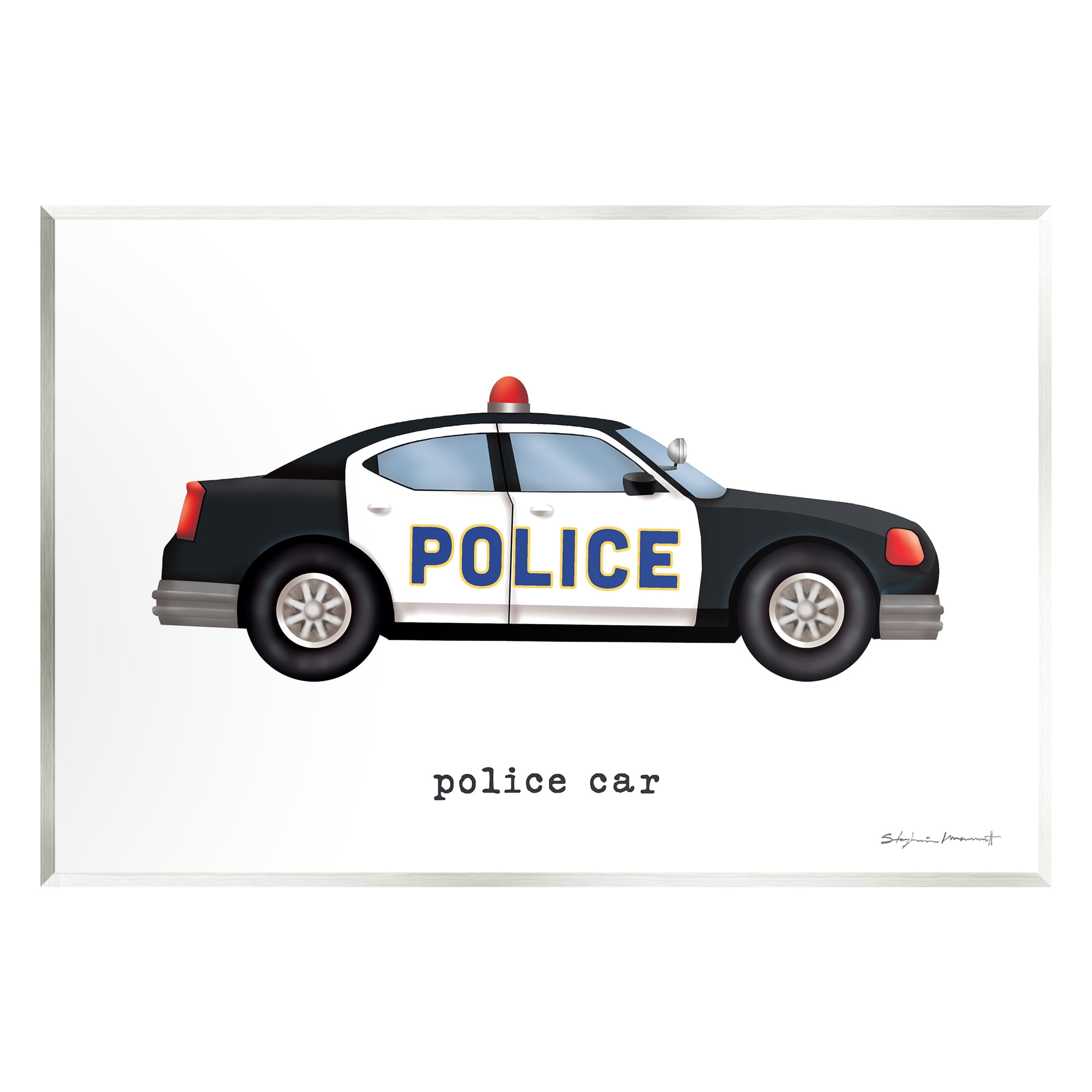 Stupell Industries Police Car Vehicle Educational Wall Plaque Art Print ...