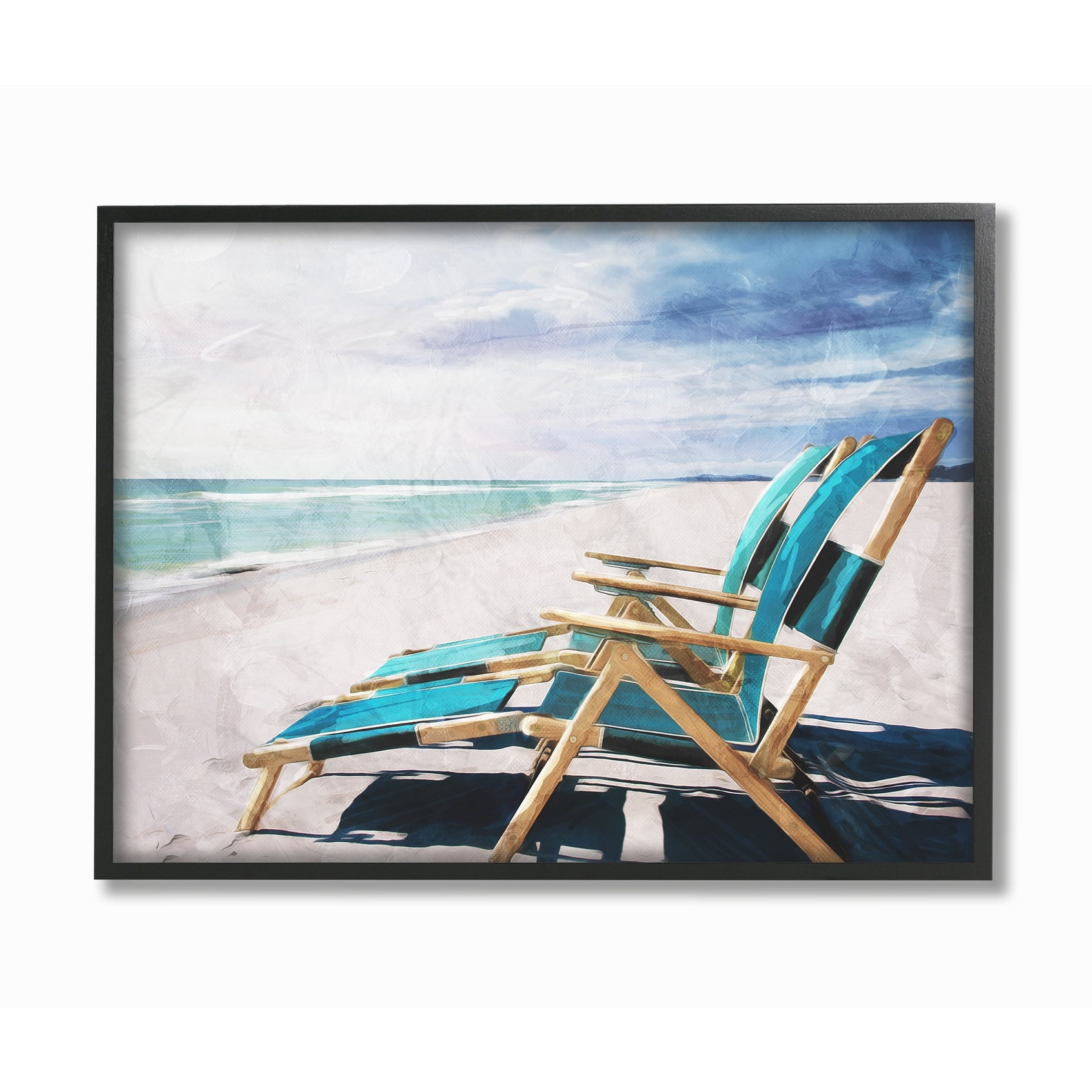 Stupell Set of Teal Blue Chairs on the Beach Framed Art, 11 x 14 ...