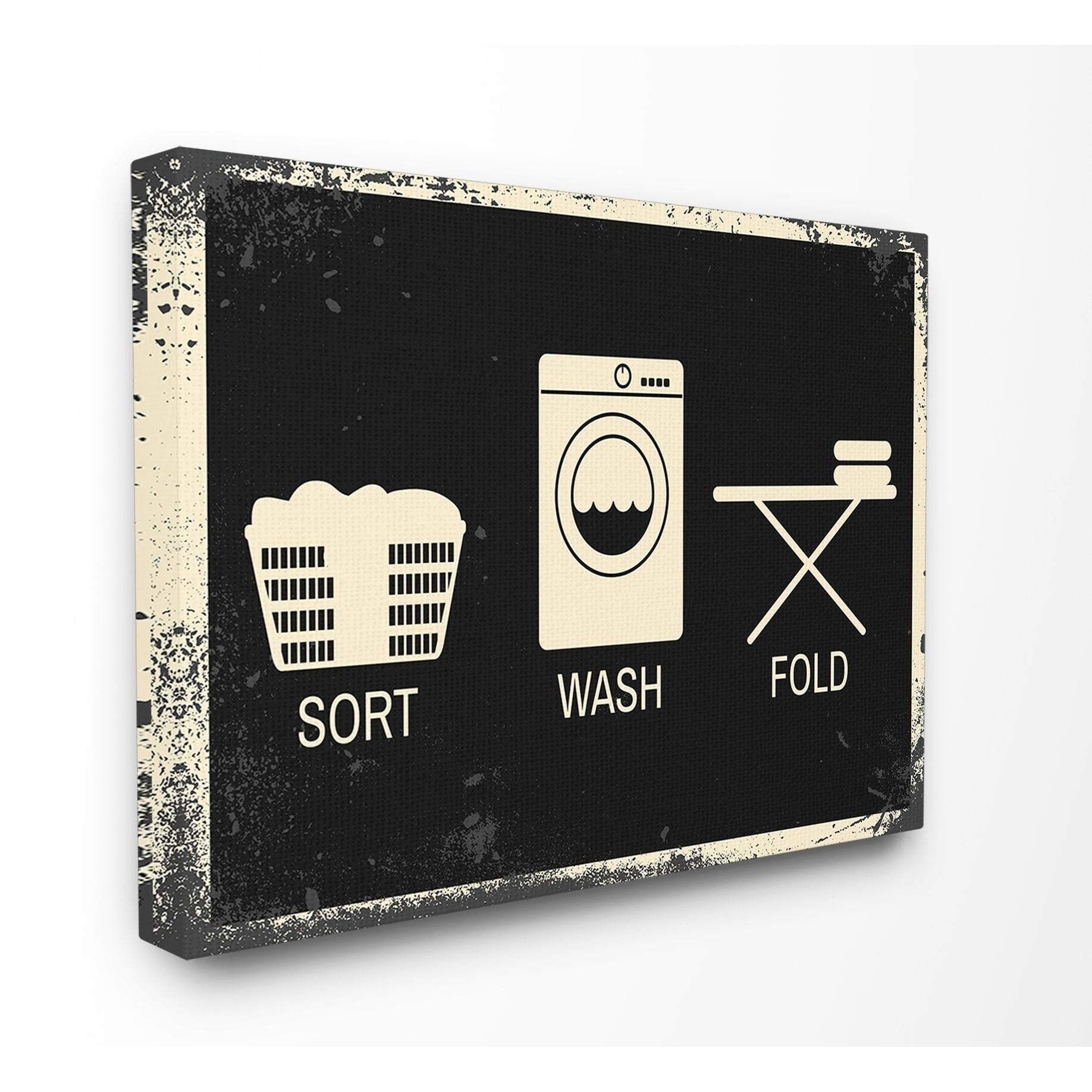 Stupell Sort Wash Fold Symbols Industrial Stretched Canvas Wall Art 16 ...