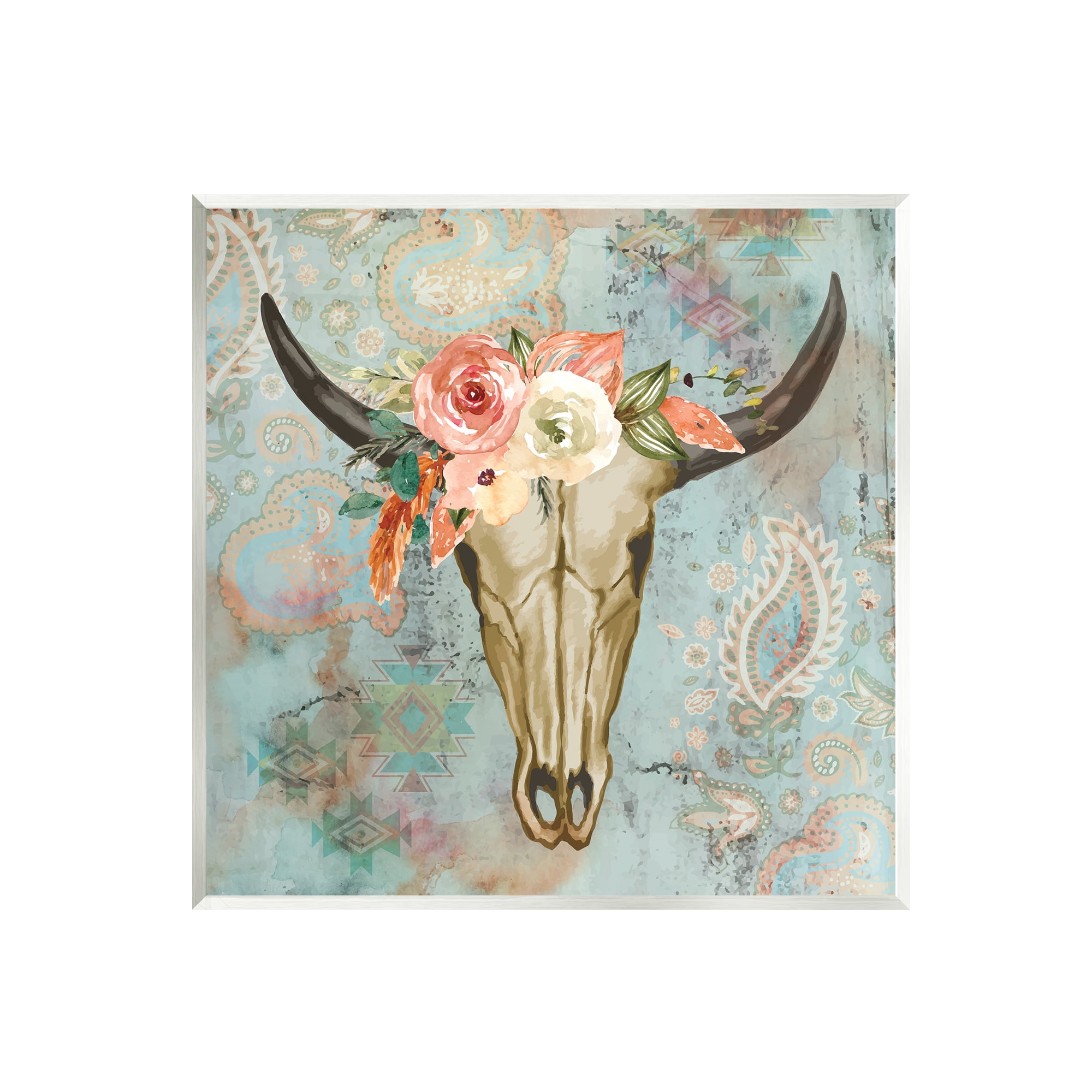 Stupell Southwestern Paisley Animal Skull Animals & Insects Painting ...