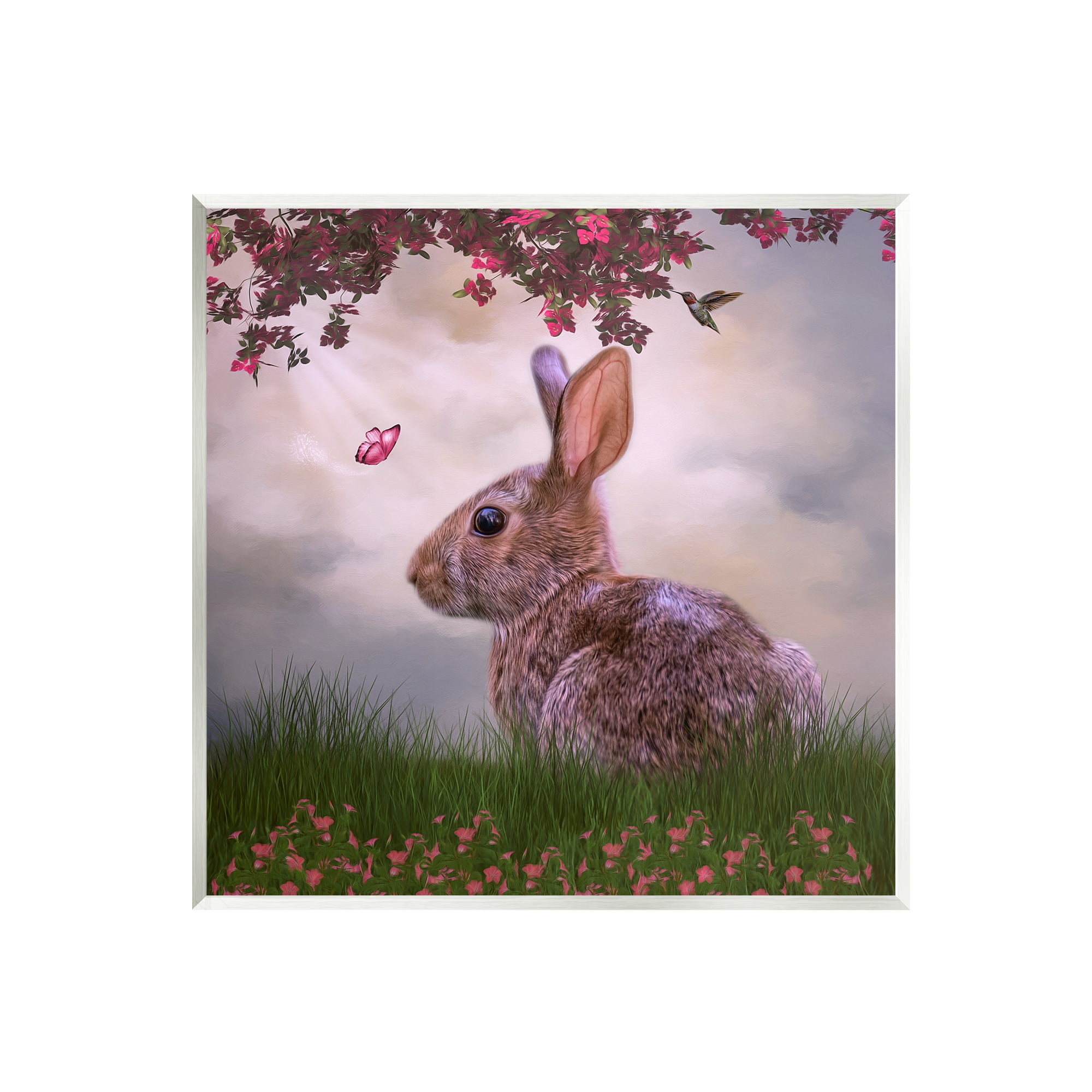 Stupell Summertime Friends Floral Rabbit Butterfly Animals & Insects ...