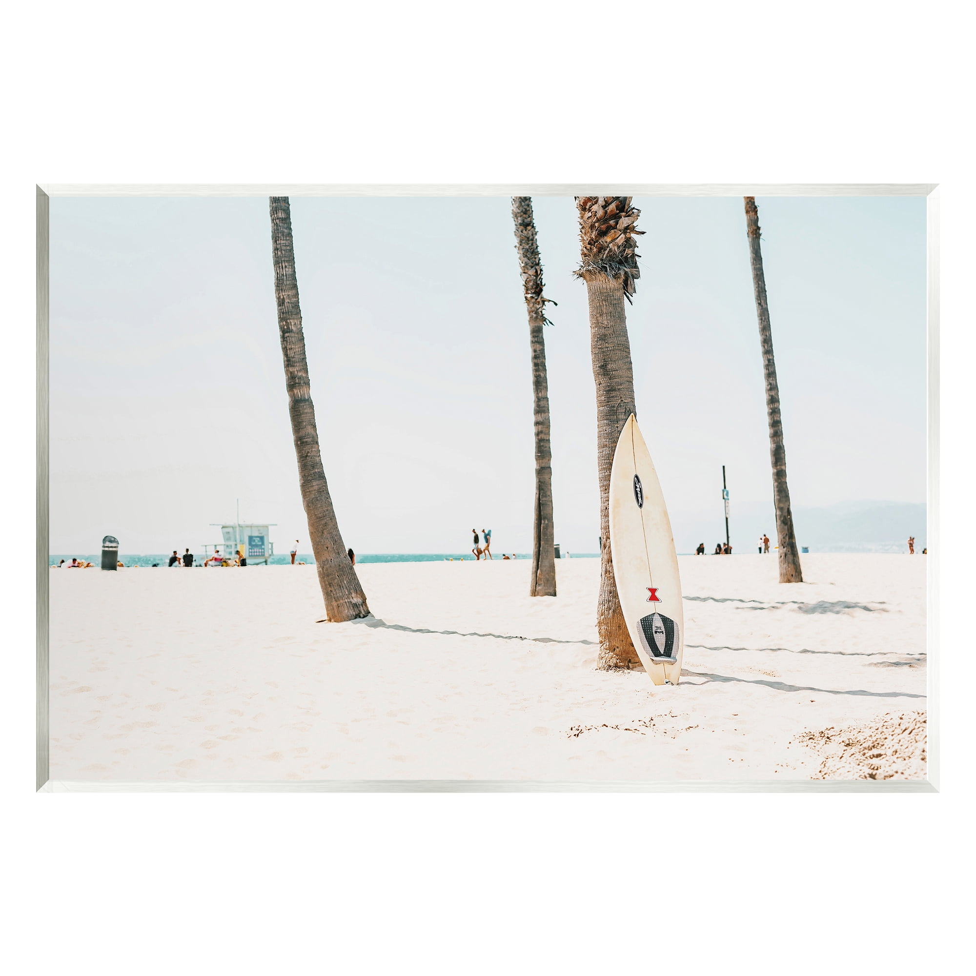 Stupell Surfboard Leaning Tropical Palm Trees Landscape Photography ...