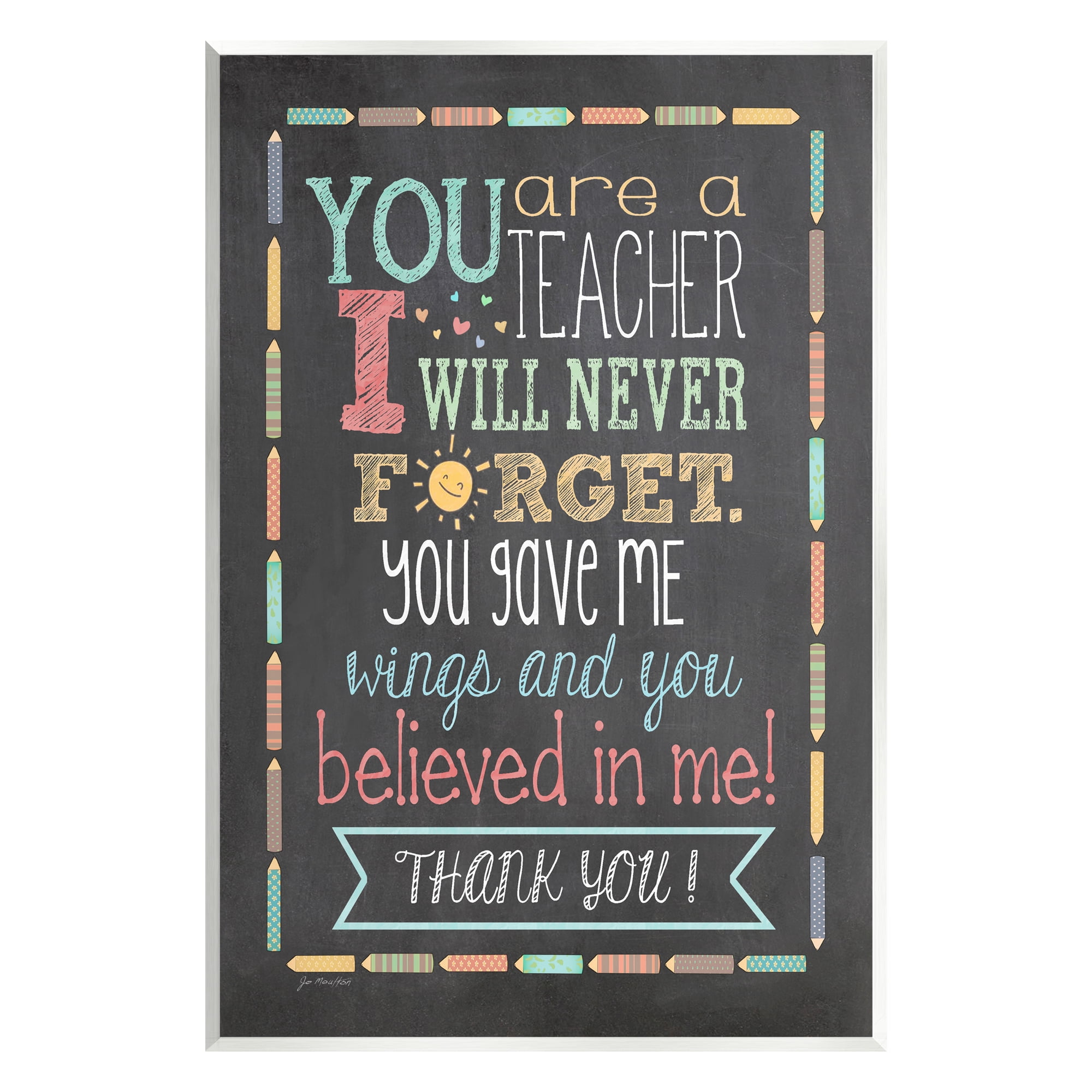 Stupell Teacher I'll Never Forget Phrase Inspirational Painting Wall ...