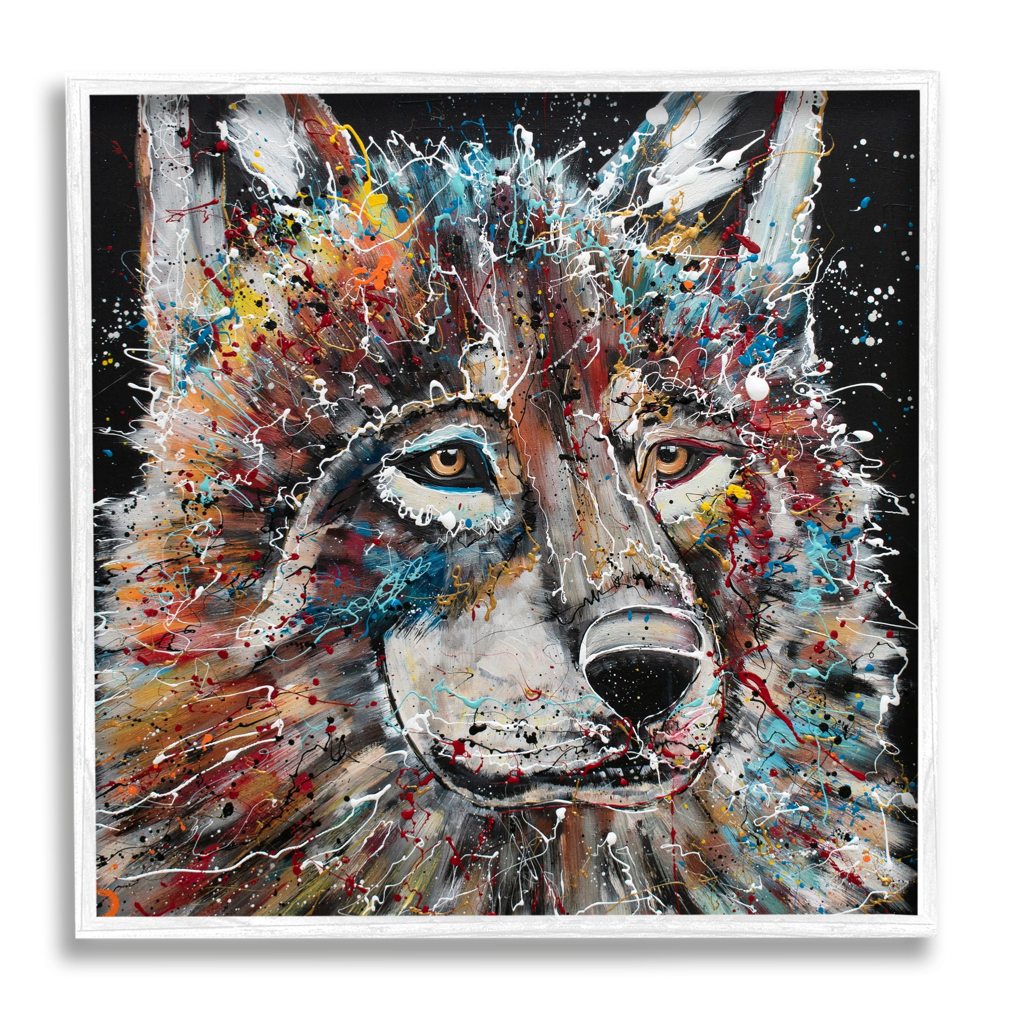 Stupell Urban Wolf Graffiti Face Portrait Animals & Insects Painting ...
