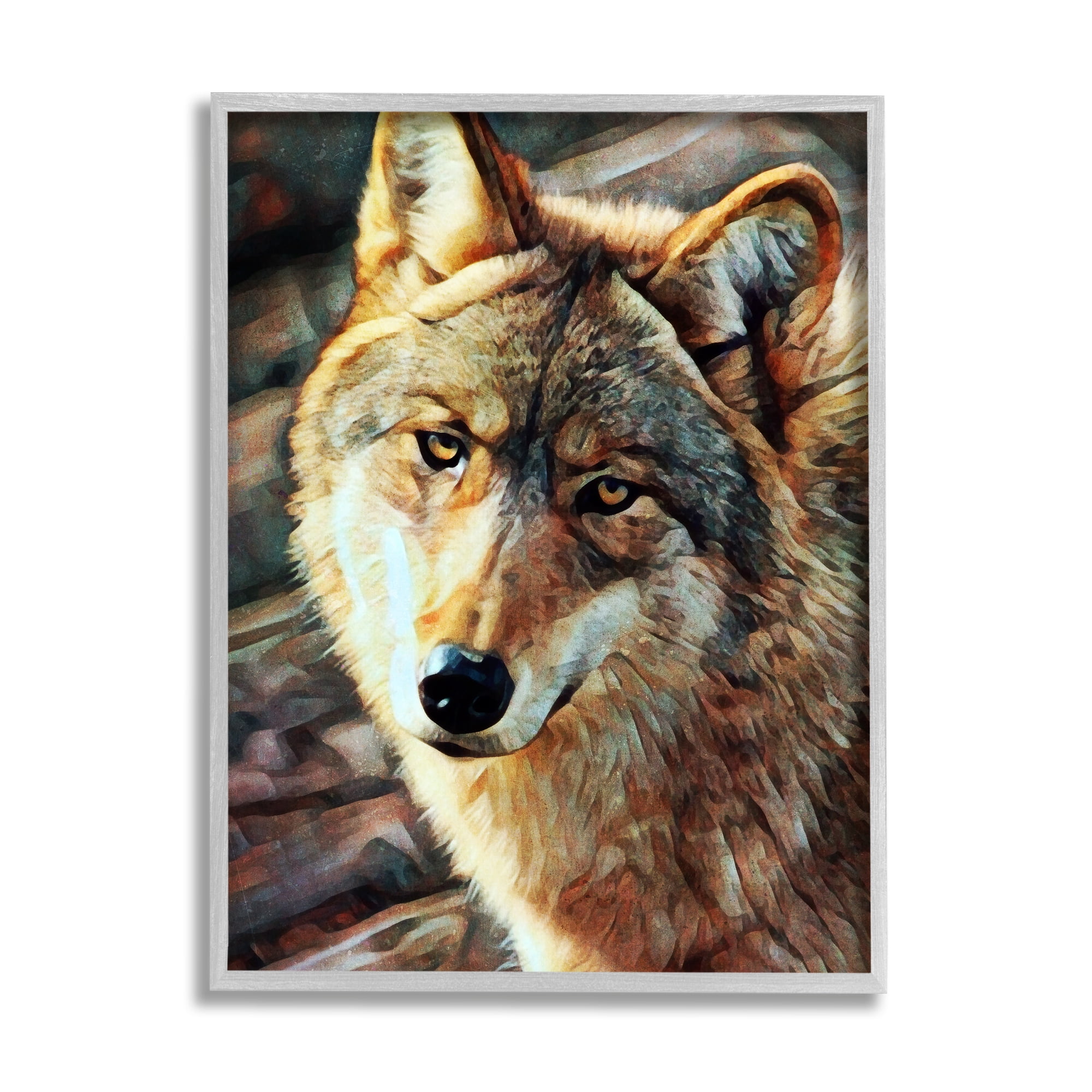 Stupell Wolf Gazing Wildlife Animal Portrait Animals & Insects Painting ...