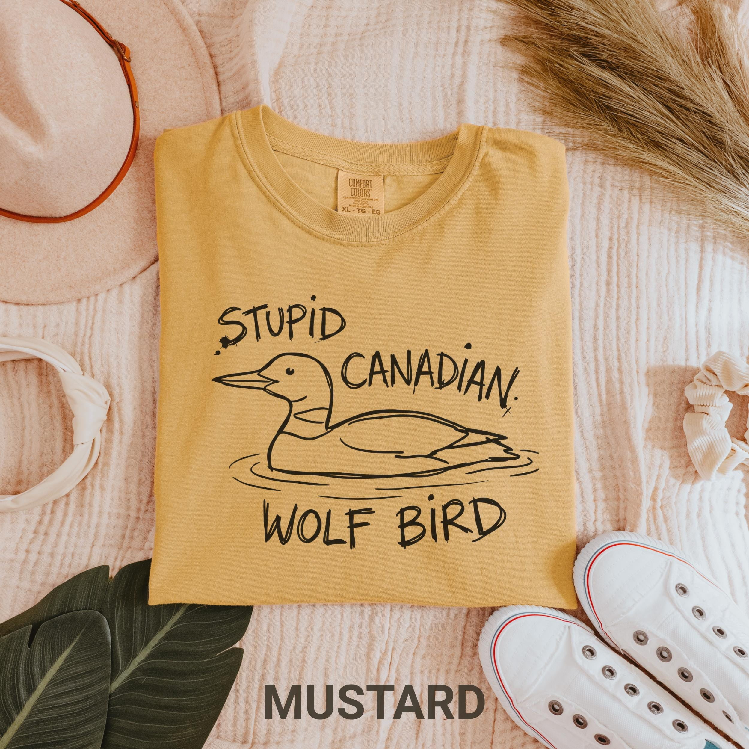Stupid Can@di@n Wolf Bird T-Shirt, He@ted Riv@lry Inspired Hockey ...