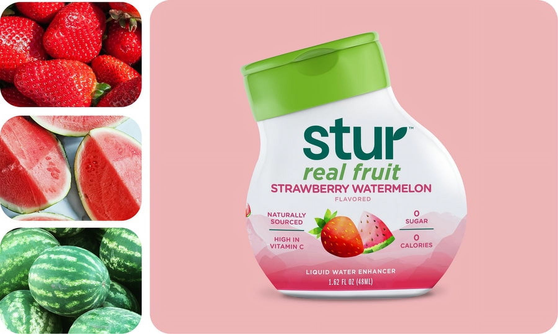 Stur Real Fruit Liquid Water Enhancer Strawberry Watermelon 1.62 fl oz ...
