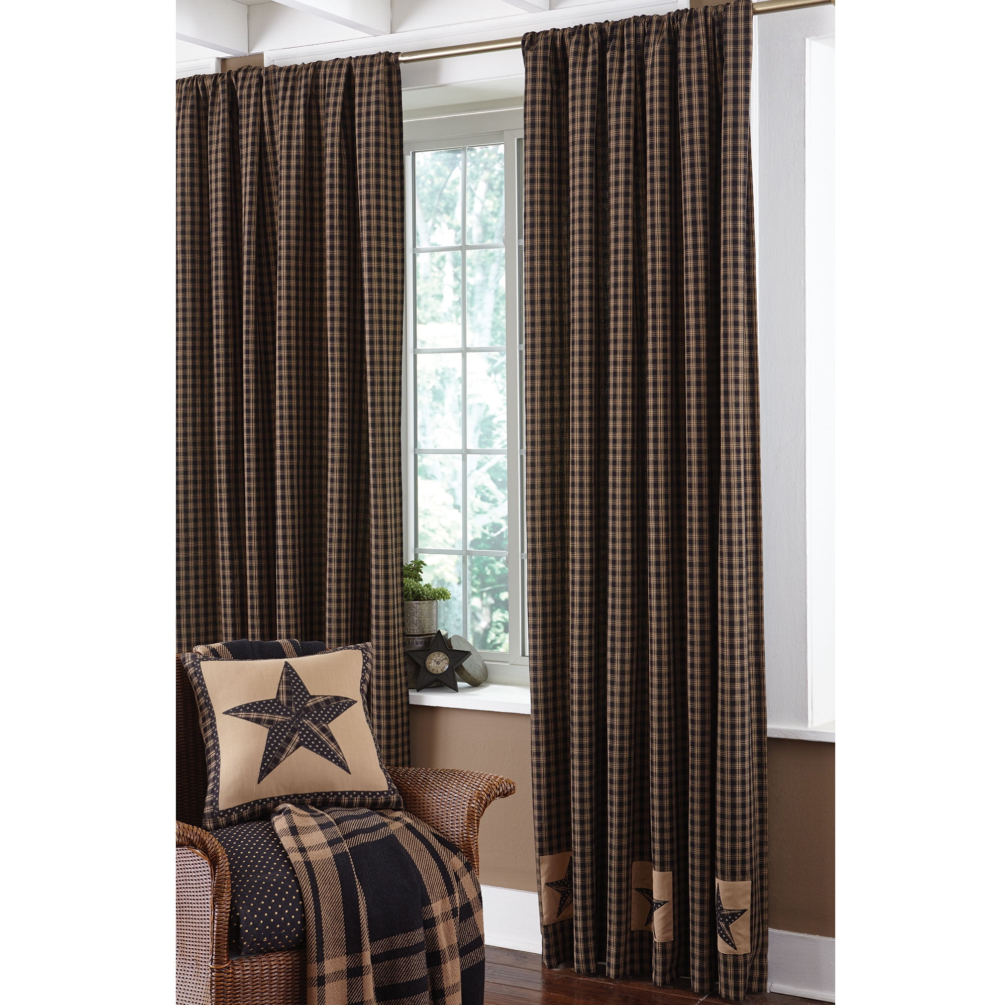 Sturbridge Patch Wine or Black Plaid Drapery Panel by Park Designs 84 ...