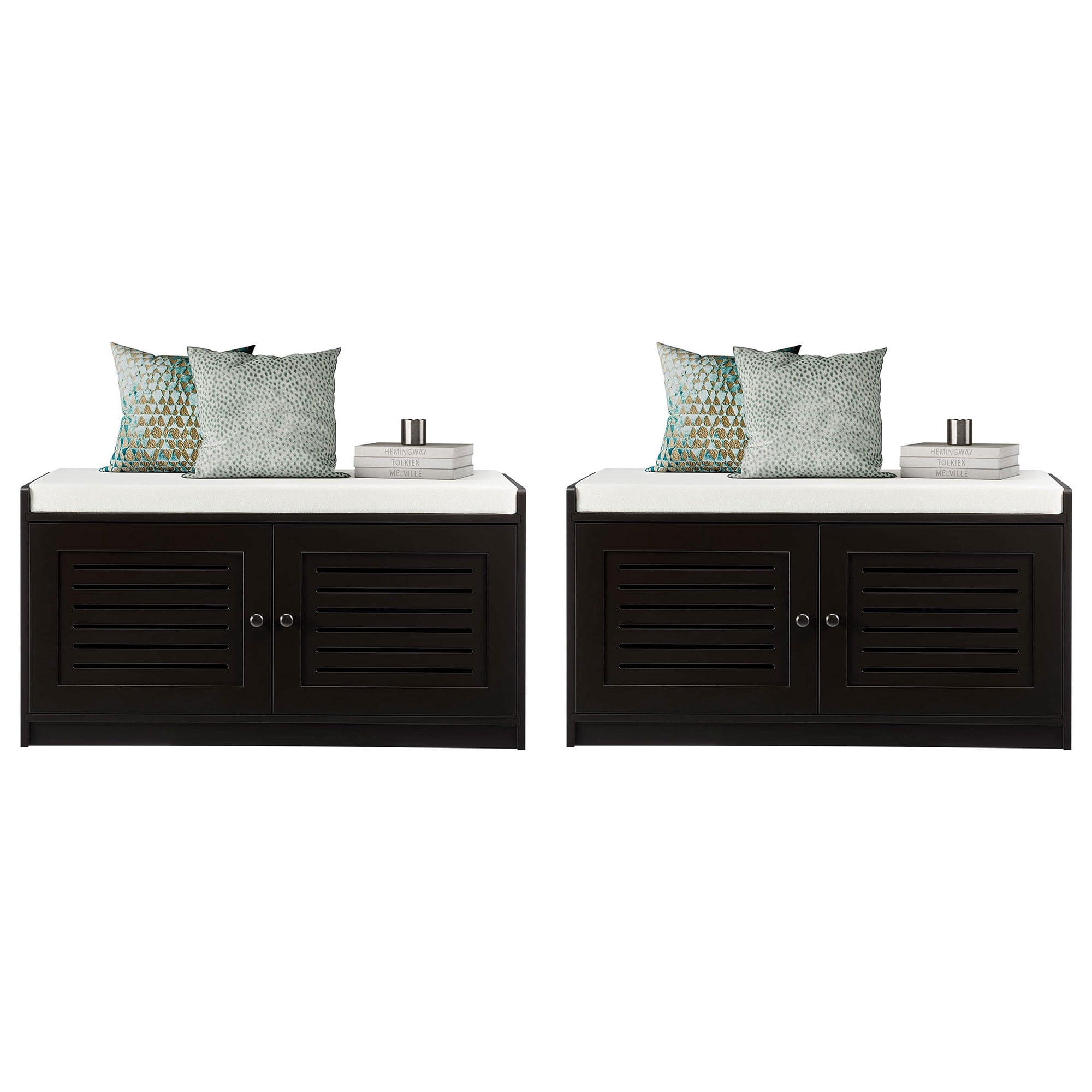 Sturdis Shoe Storage Cushion Bench with Adjusting Shelves, 2 Pack ...