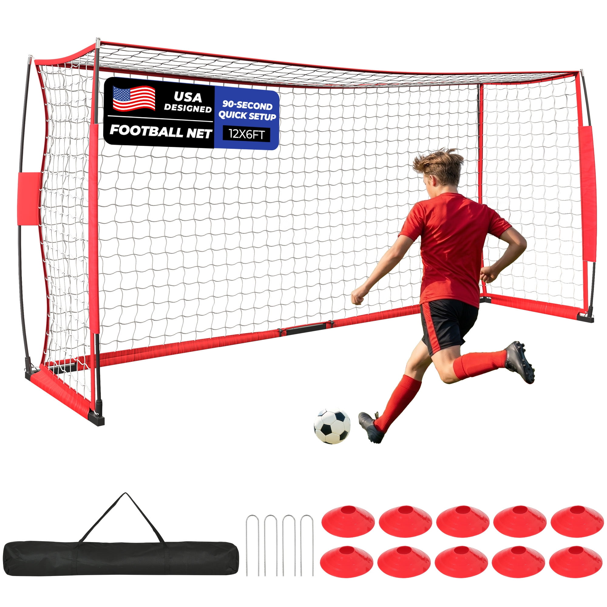 Sturdum 12 x 6 ft Soccer Goal, Portable Soccer Net for Backyard ...