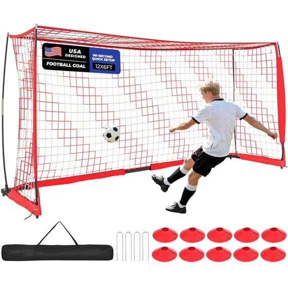 Sturdum 12 x 6 ft Soccer Goal, Portable Soccer Net for Backyard ...