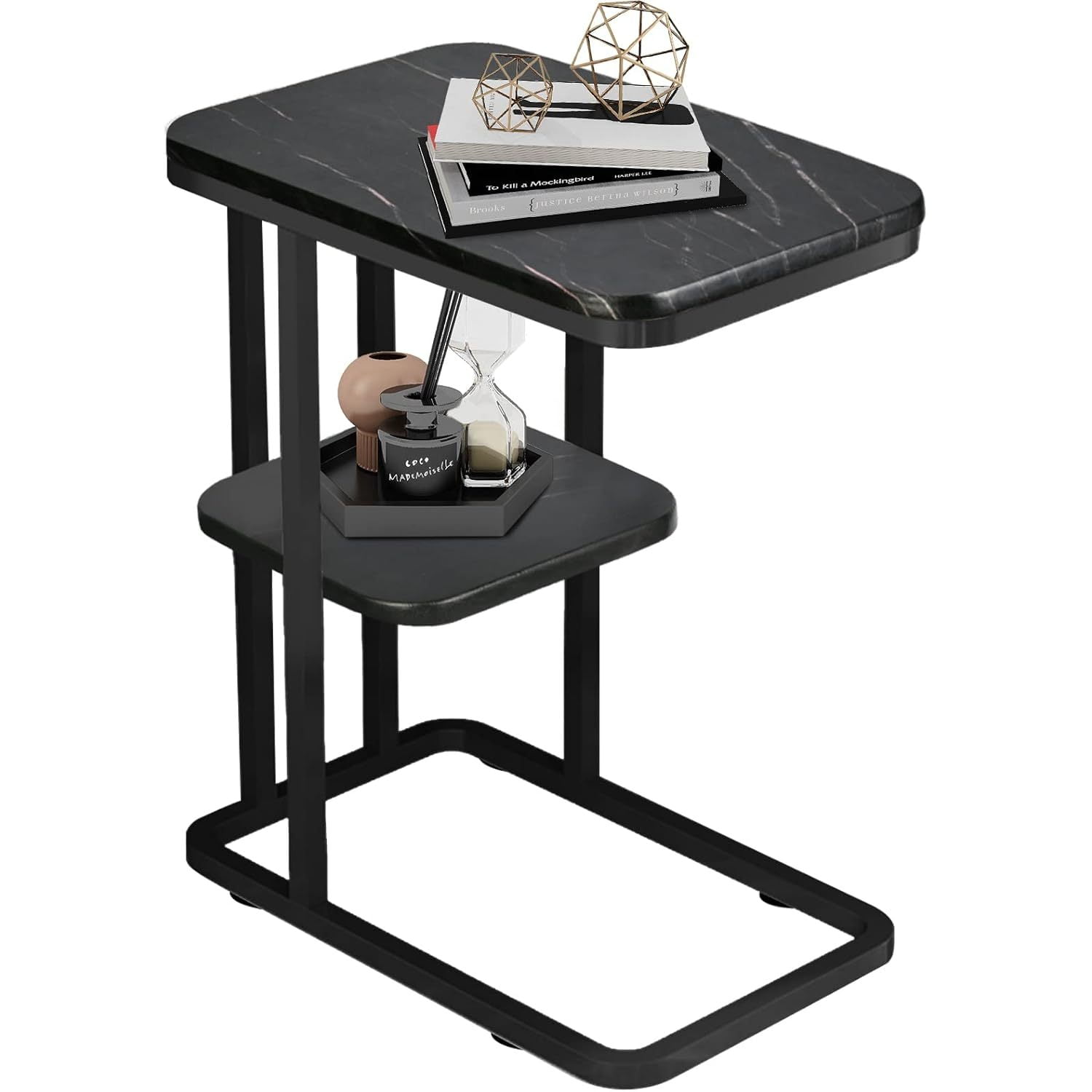 Sturdy 2 Tier C Shaped C Table End Table for Couch Sofa Bedside Small ...