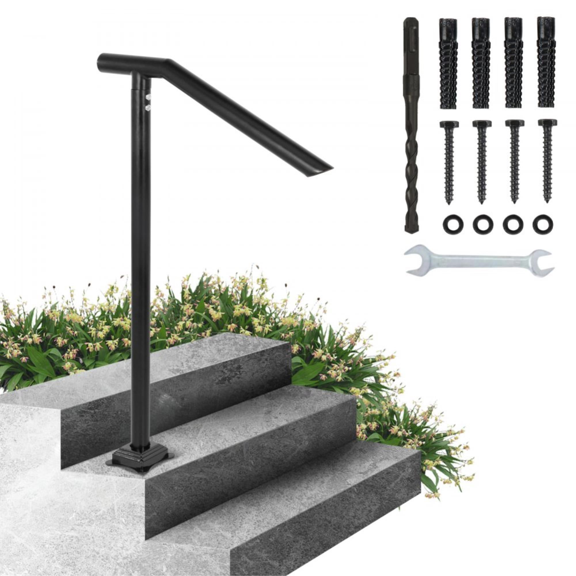 Sturdy 3Ft Iron Step Railing - Black Arched Handrail for Outdoor ...