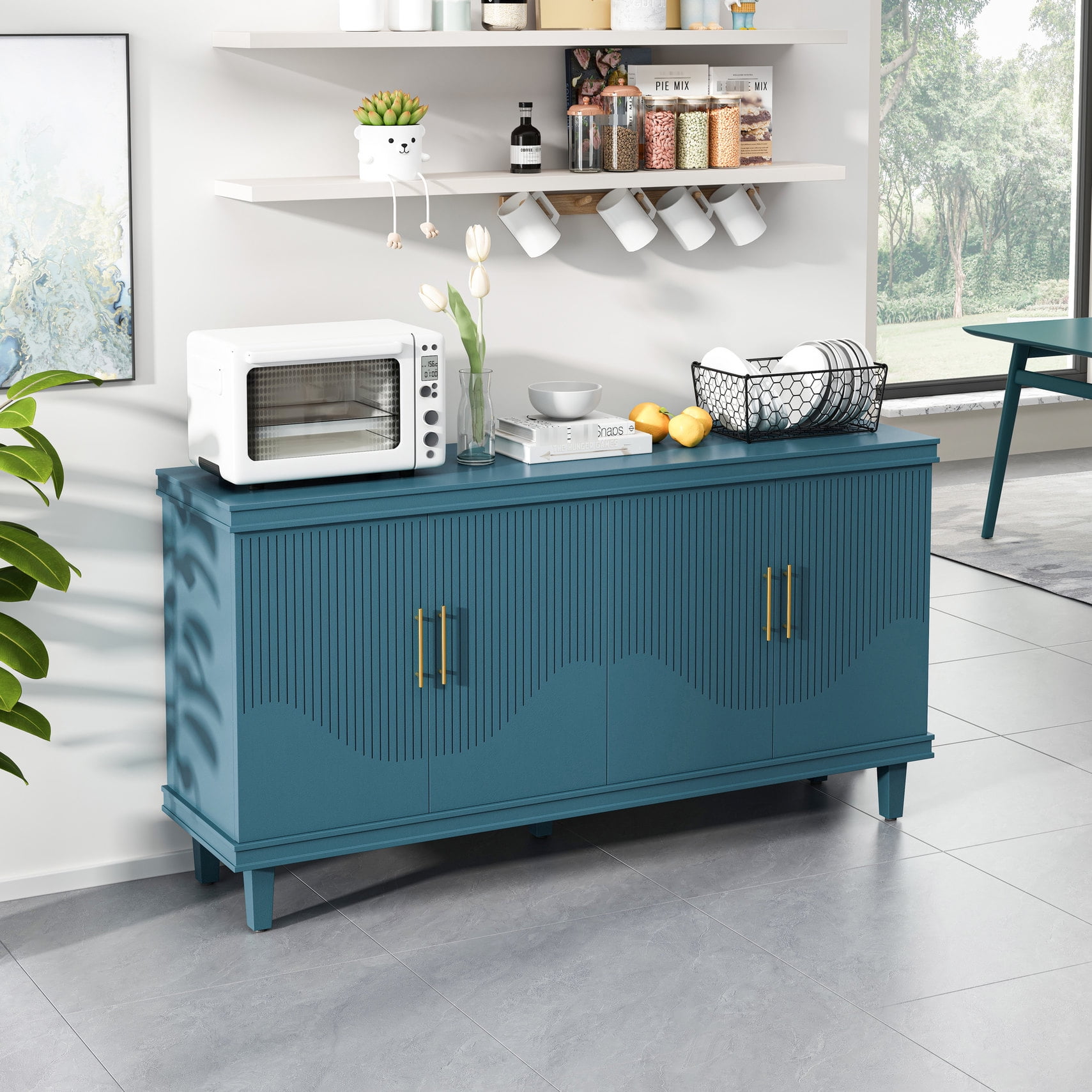 Sturdy 4-Door Cabinet with High Load Capacity / Keep Clutter Organized ...