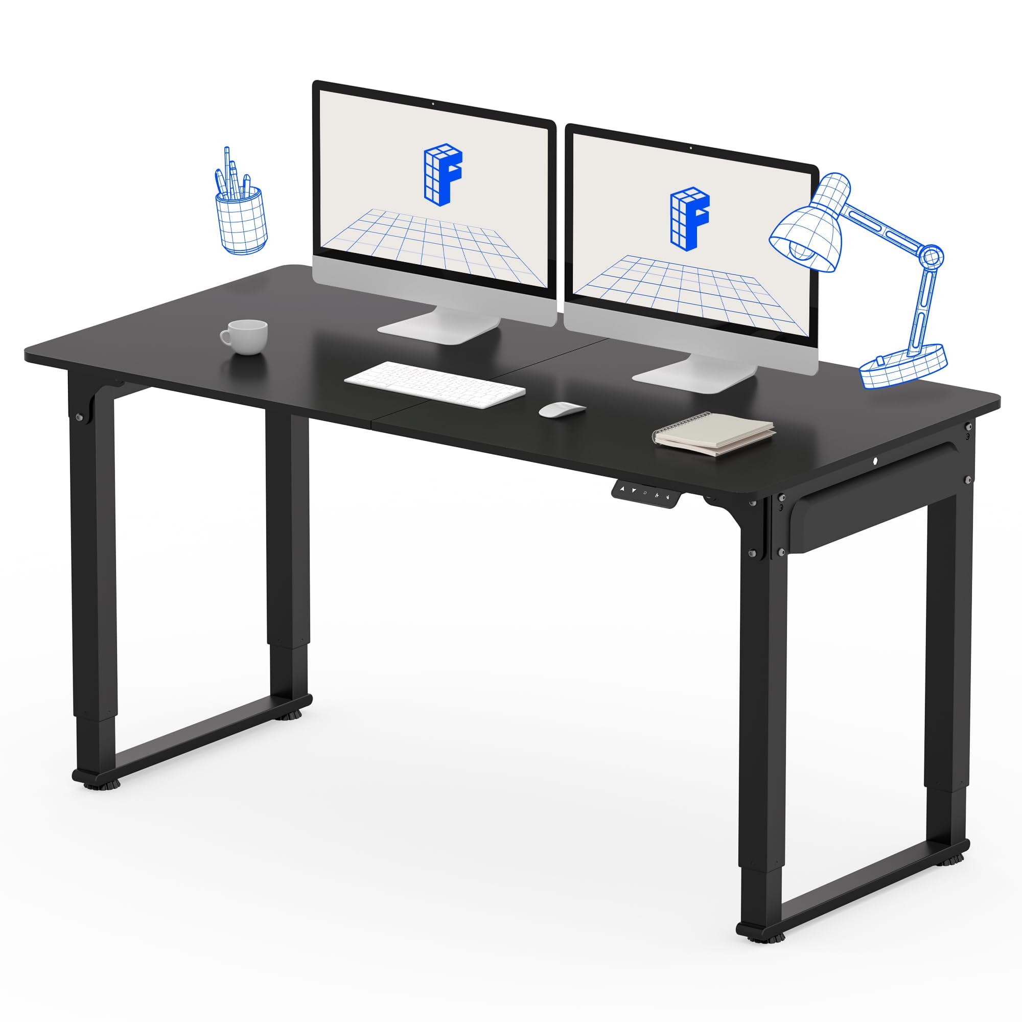 Sturdy 55 x 28 Inch Electric Standing Desk 4-Legs Frame Adjustable ...