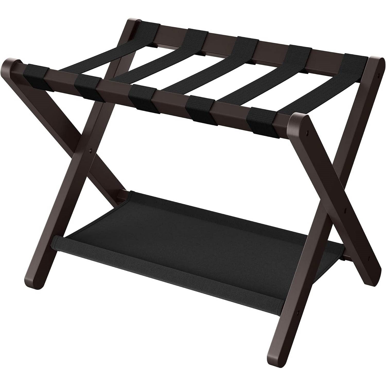 Sturdy Bamboo Luggage Rack in Chestnut Brown Wood Finish with Lower ...