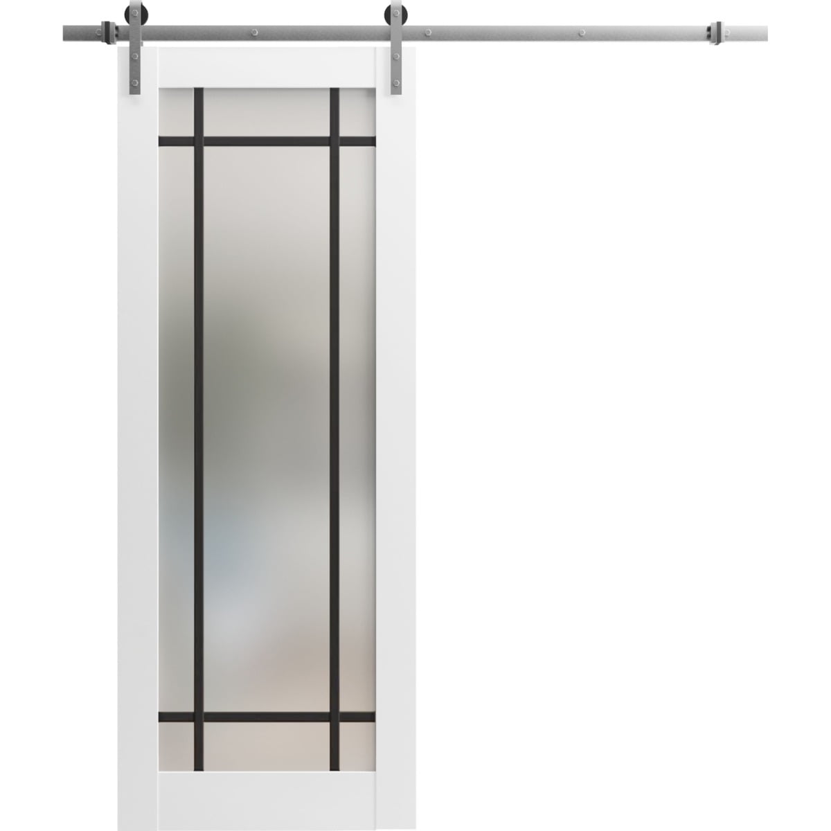 Sturdy Barn Door 24 x 80 inches | Planum 2112 White Silk Frosted Glass ...