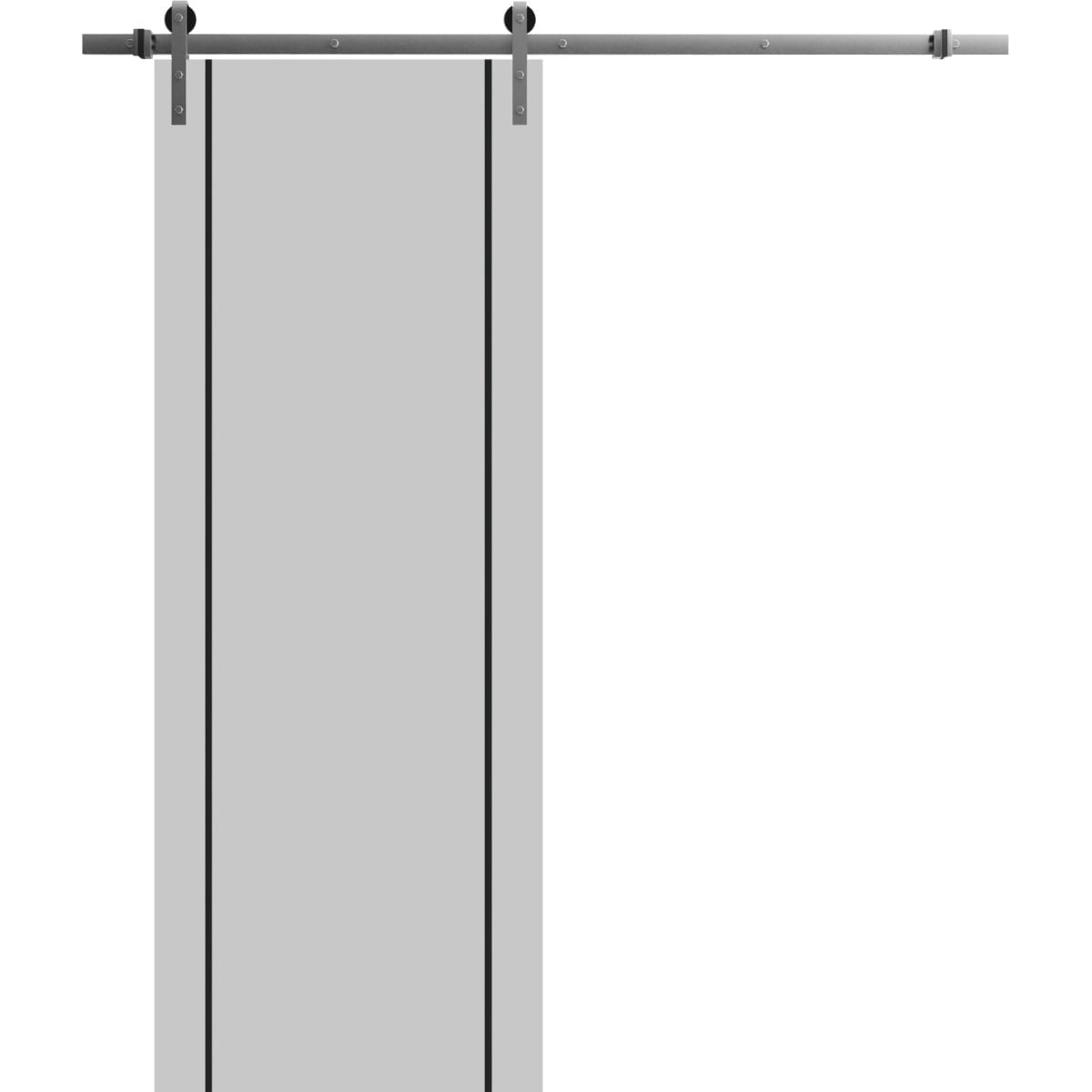Sturdy Barn Door 24 x 84 inches | Planum 0016 Grey Matte with Frosted ...