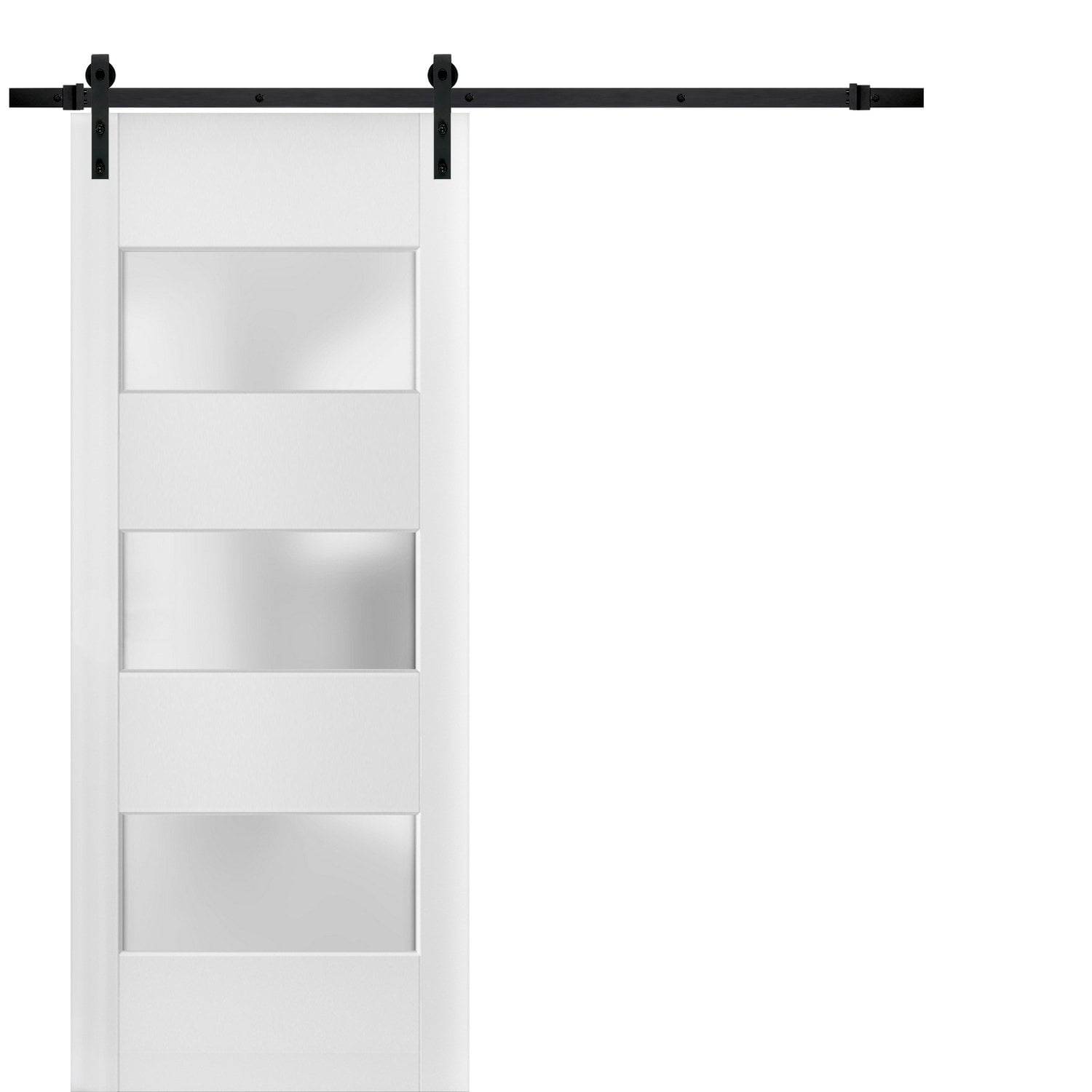 Sturdy Barn Door 28 x 80 inches Frosted Glass 3 Lites | Lucia 4070 ...