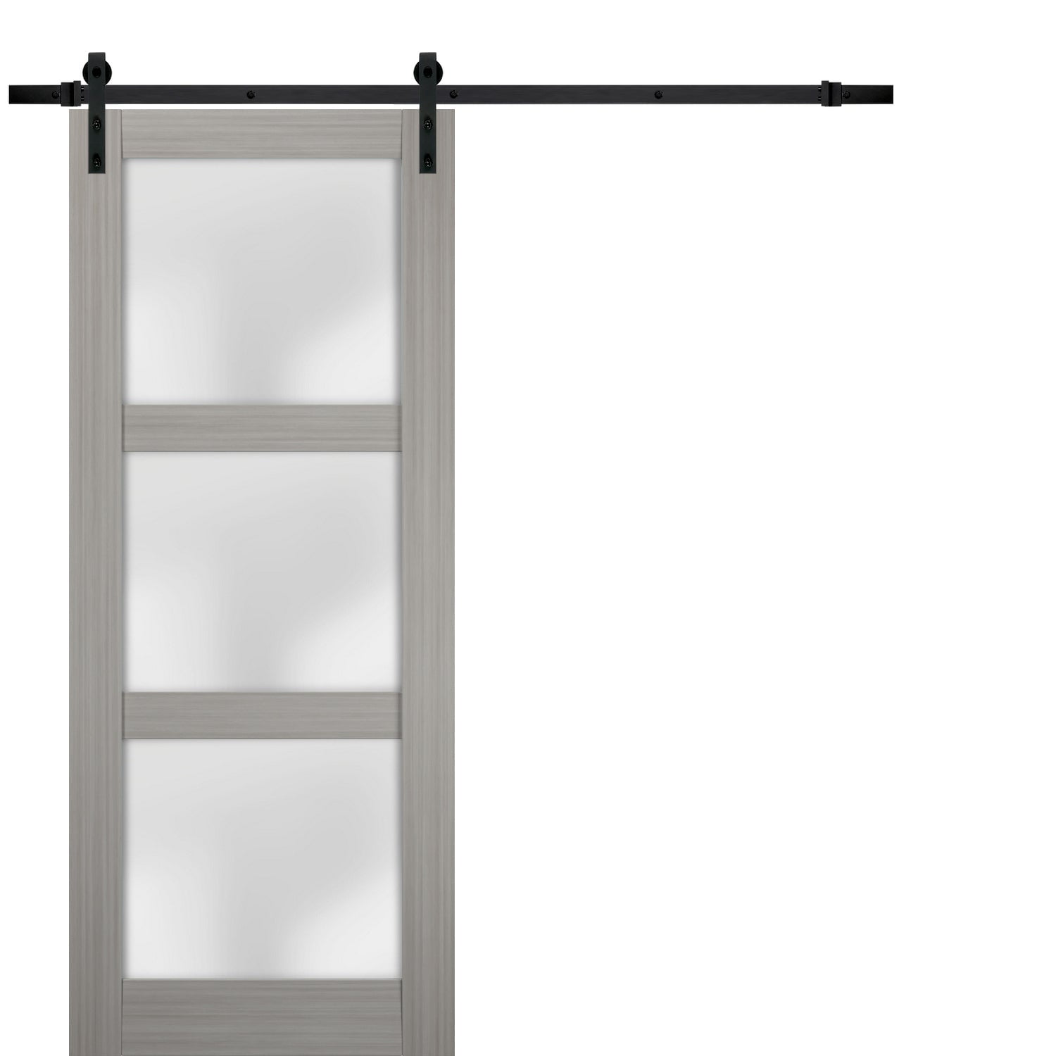 Sturdy Barn Door 28 x 80 inches Frosted Glass | Lucia 2552 Grey Ash ...