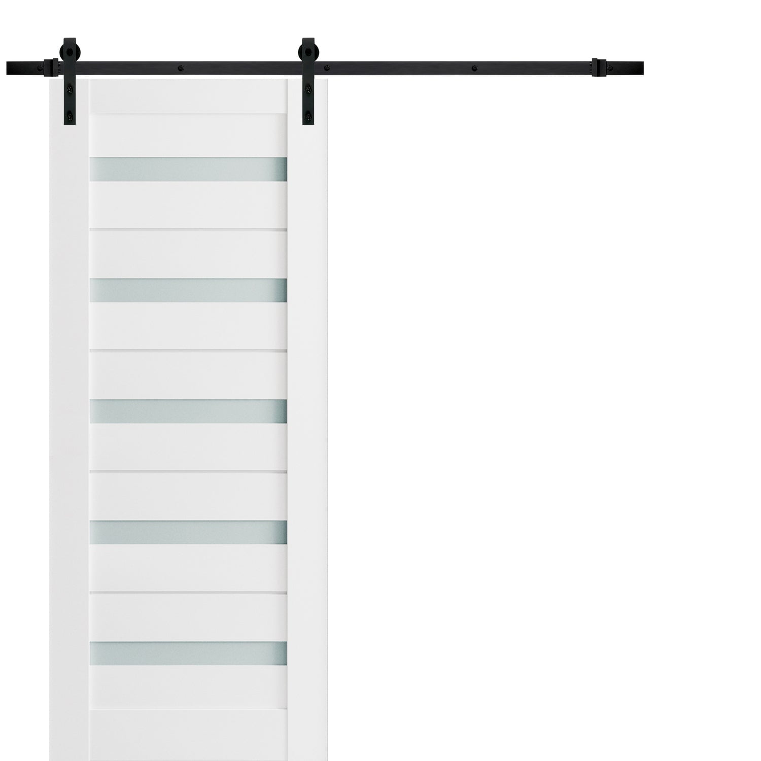 Sturdy Barn Door 28 x 80 inches Frosted Glass | Quadro 4445 White Silk ...