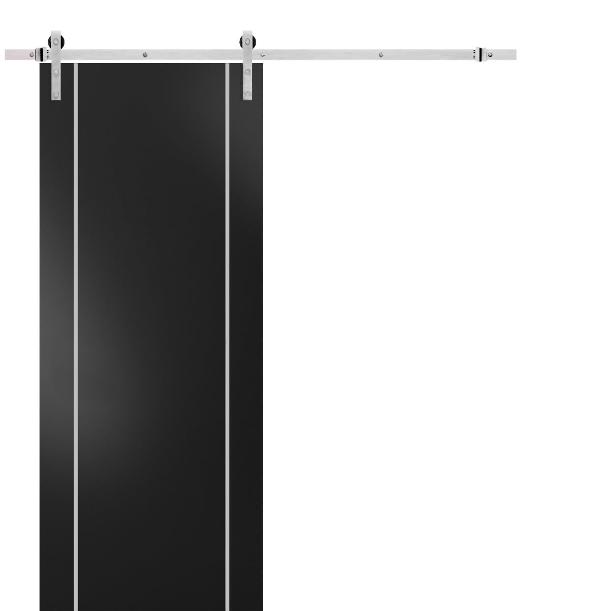 Sturdy Barn Door 28 x 80 inches | Planum 0410 Matte Black with Frosted ...