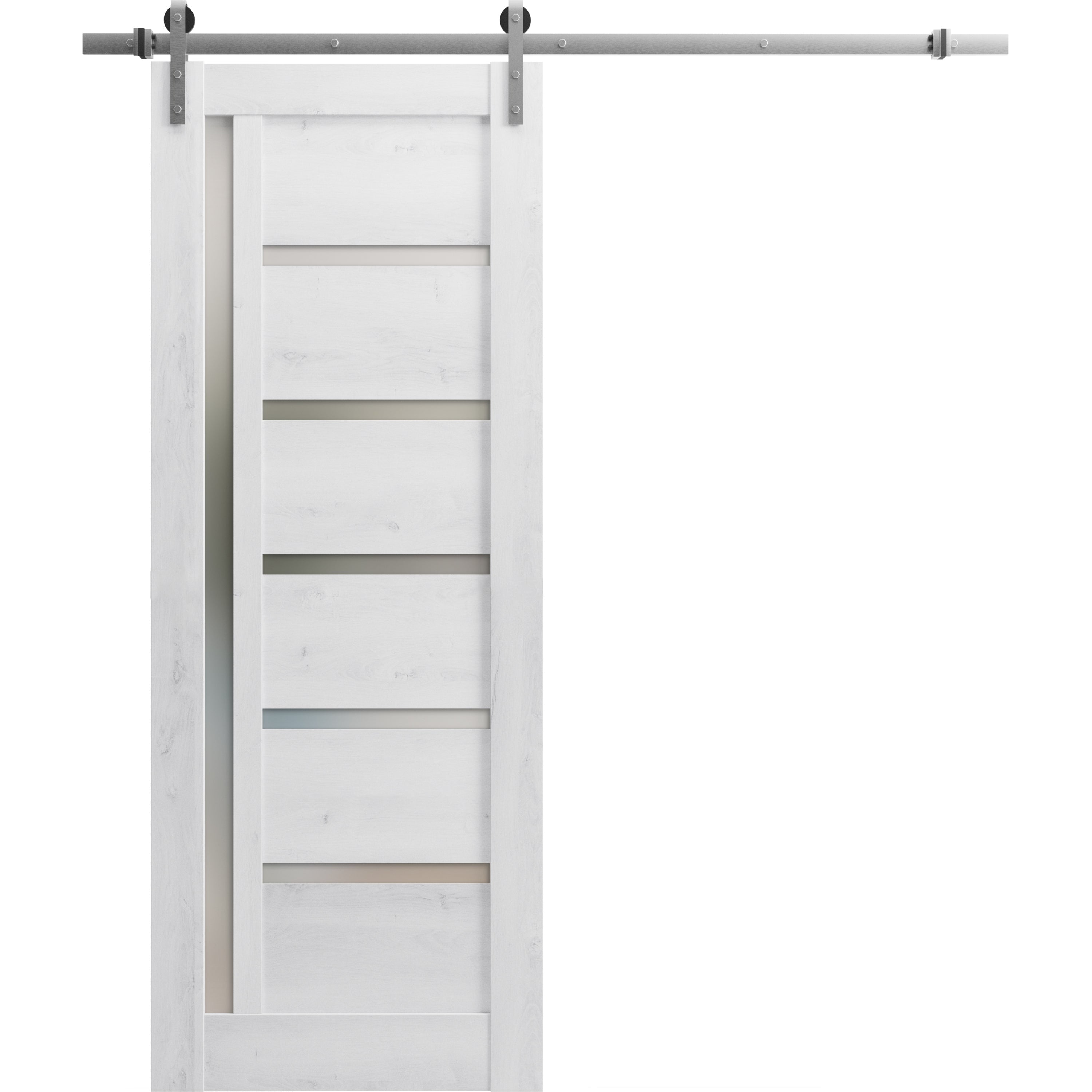 Sturdy Barn Door 28 x 80 inches | Quadro 4088 Nordic White with Frosted ...