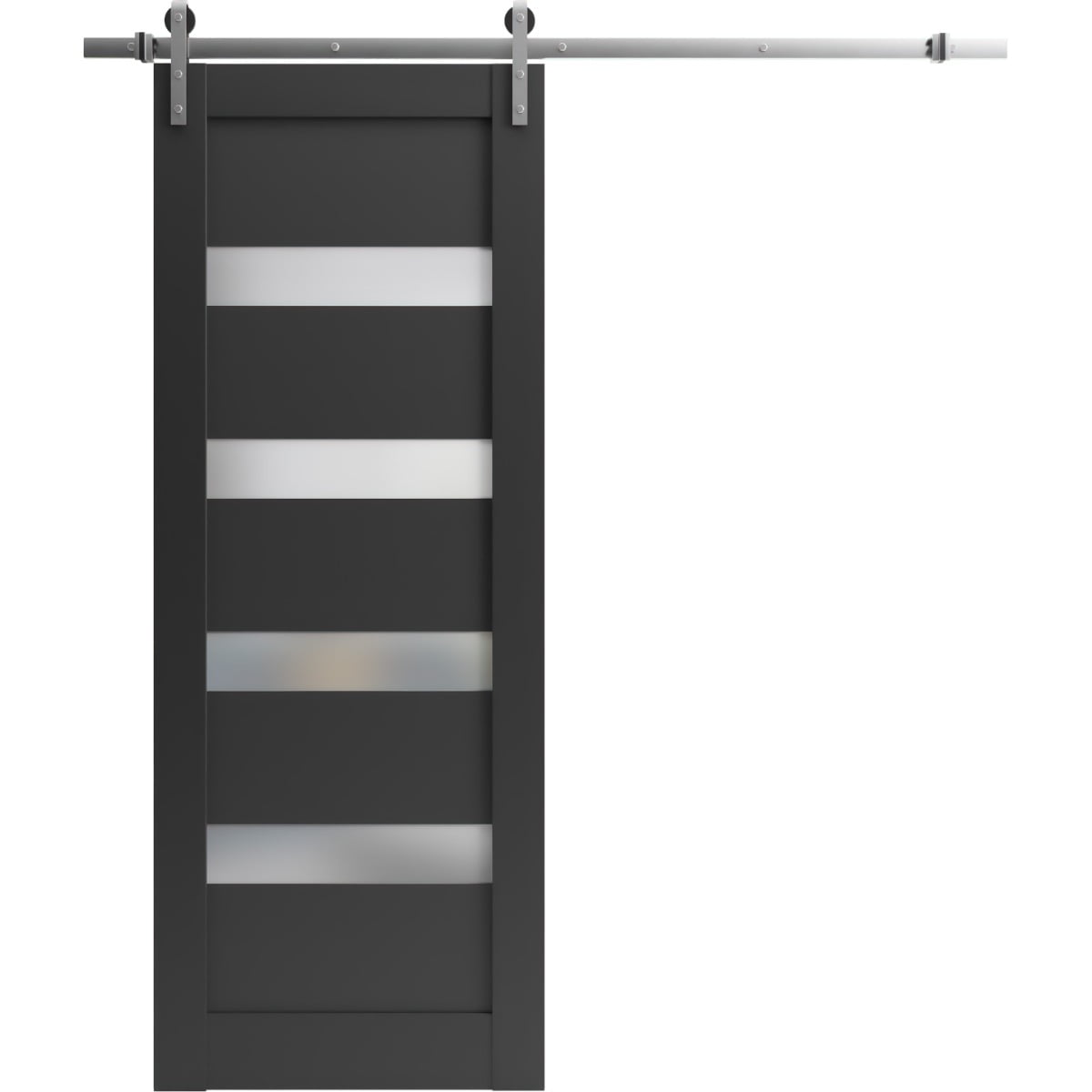 Sturdy Barn Door 28 x 80 inches | Quadro 4113 Matte Black Frosted Glass ...