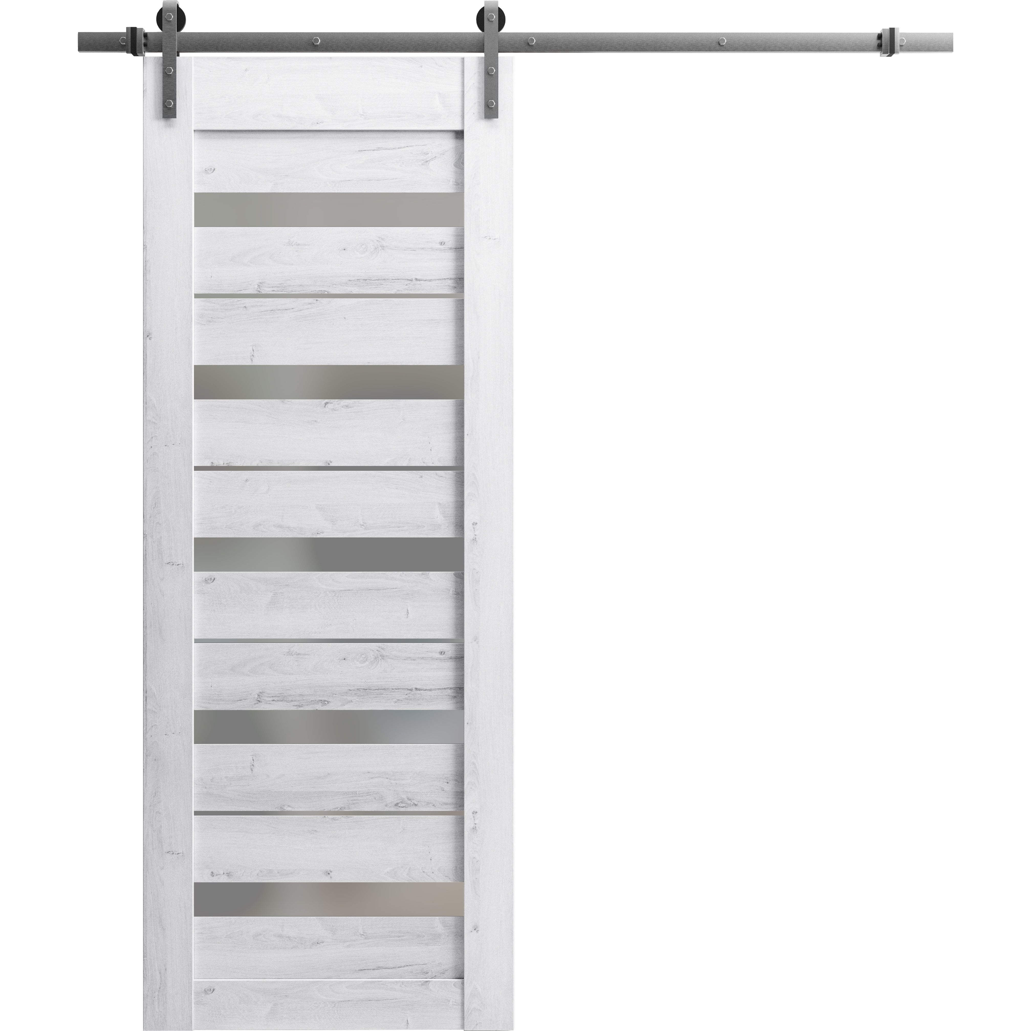Sturdy Barn Door 28 x 80 inches | Quadro 4445 Nordic White with Frosted ...