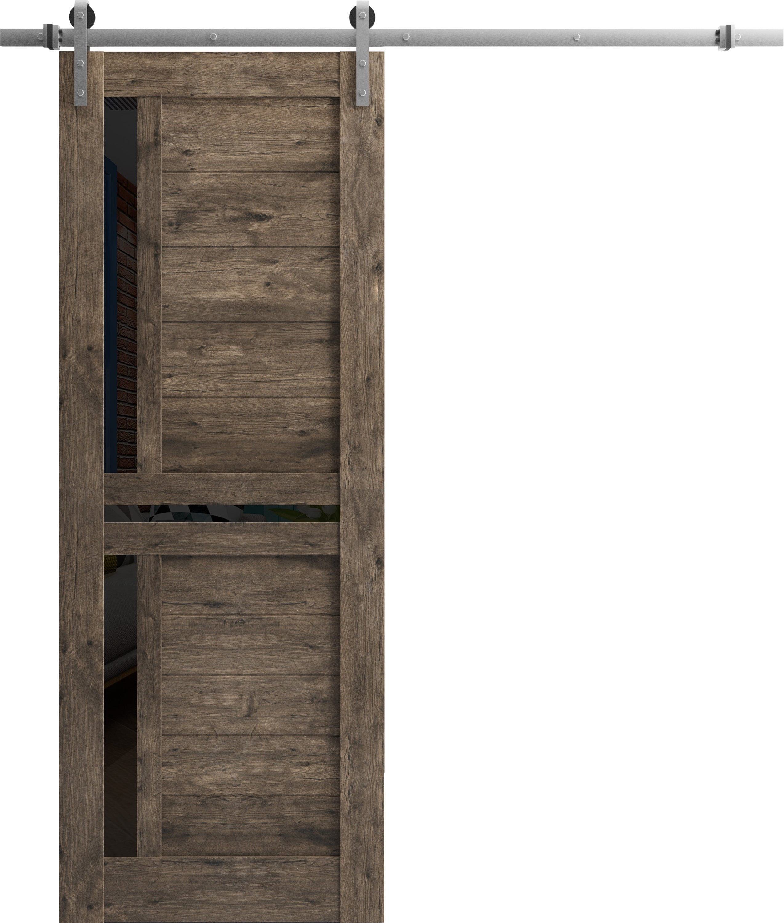 Sturdy Barn Door 28 x 80 inches | Veregio 7588 Cognac Oak with Black ...