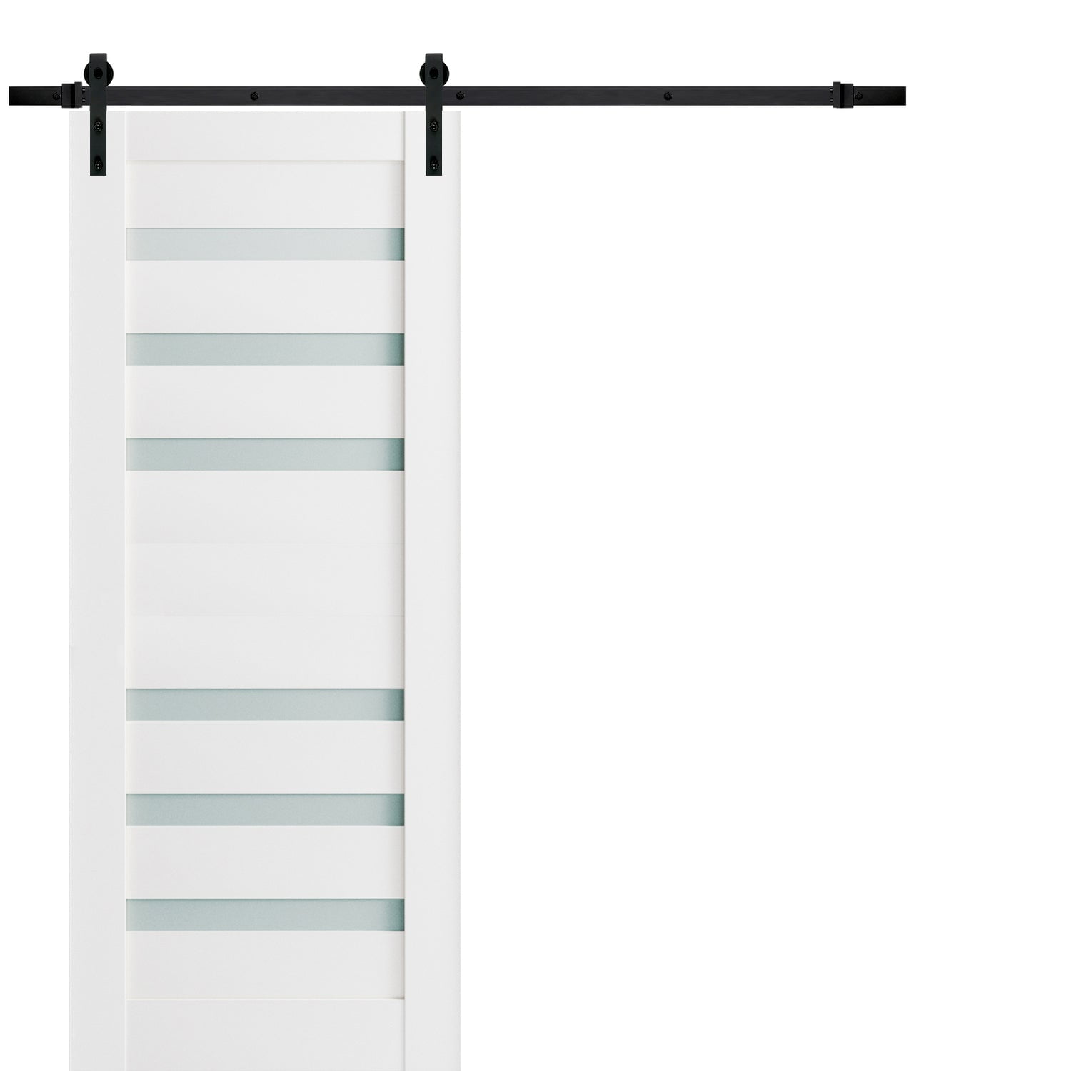 Sturdy Barn Door 28 x 84 inches Frosted Glass | Quadro 4266 White Silk ...
