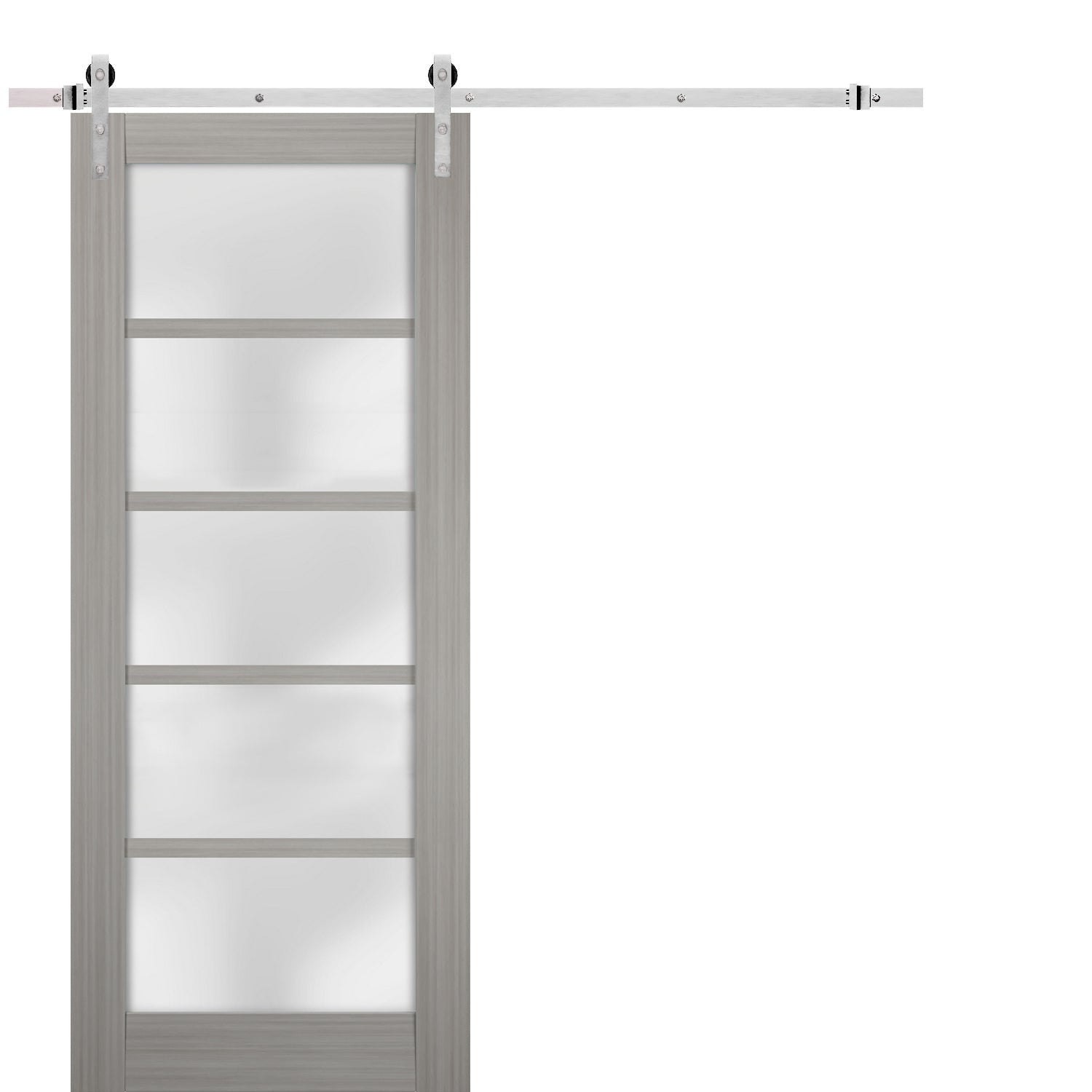 Sturdy Barn Door 42 x 84 inches Frosted Glass | Quadro 4002 Grey Ash ...