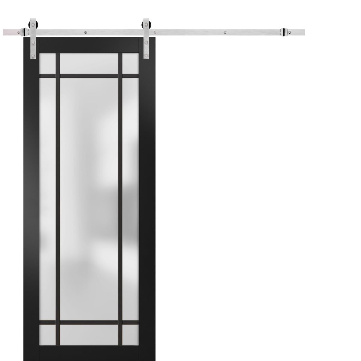 Sturdy Barn Door 42 x 84 inches | Planum 2112 Matte Black Frosted Glass ...