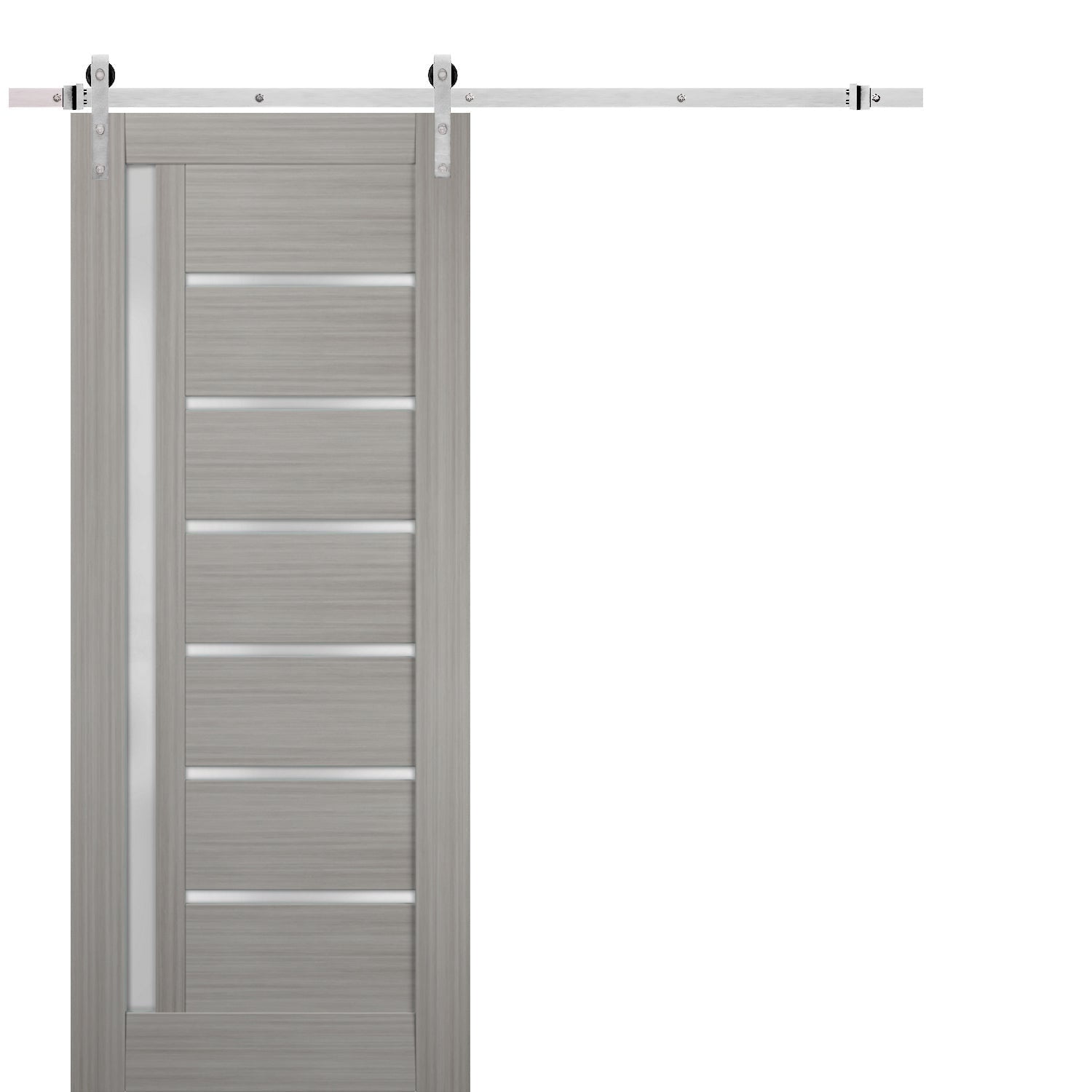 Sturdy Barn Door Frosted Glass with Hardware | Quadro 4088 Grey Ash ...