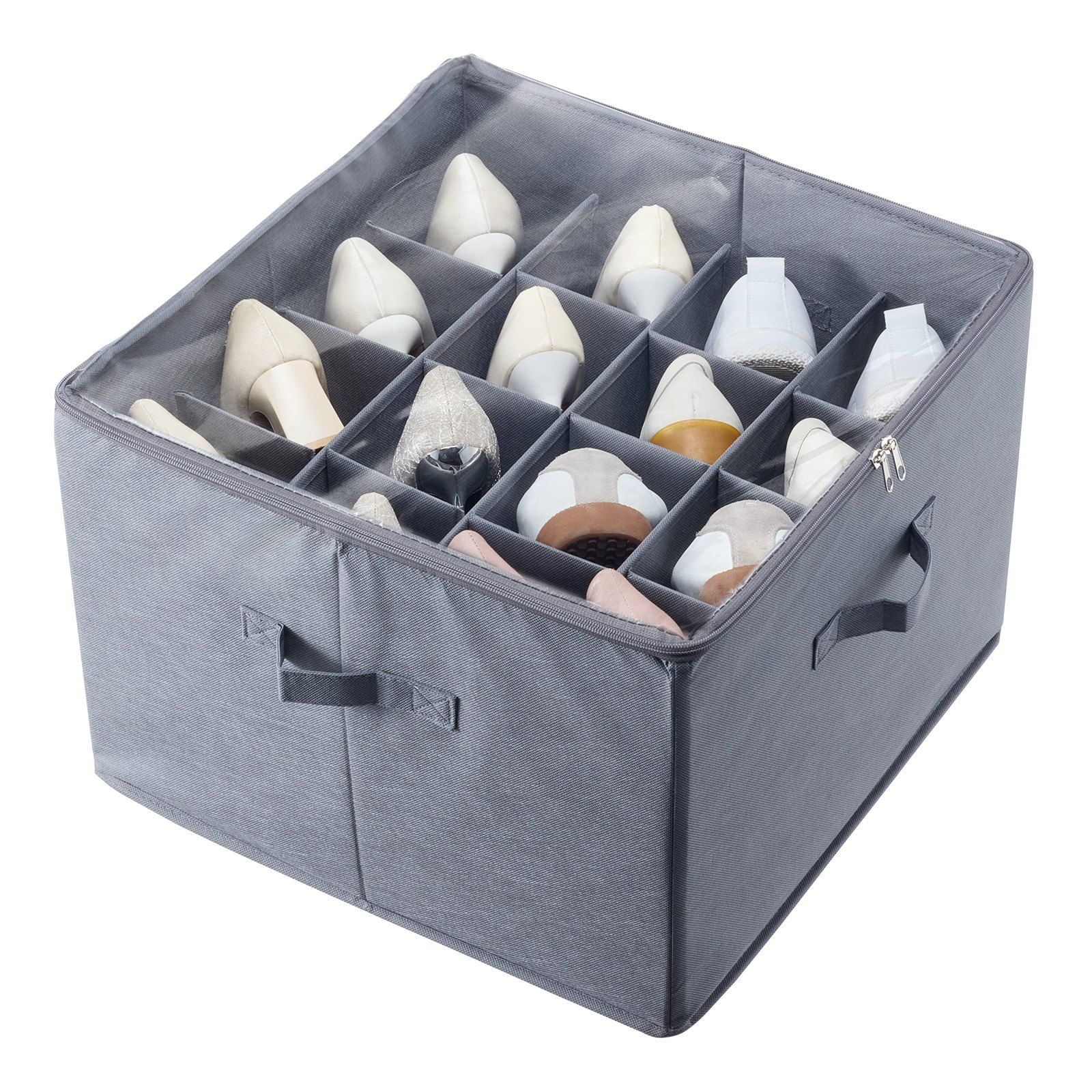 Sturdy Under Bed Shoe Storage Organizer, Adjustable Dividers Fit 16 ...