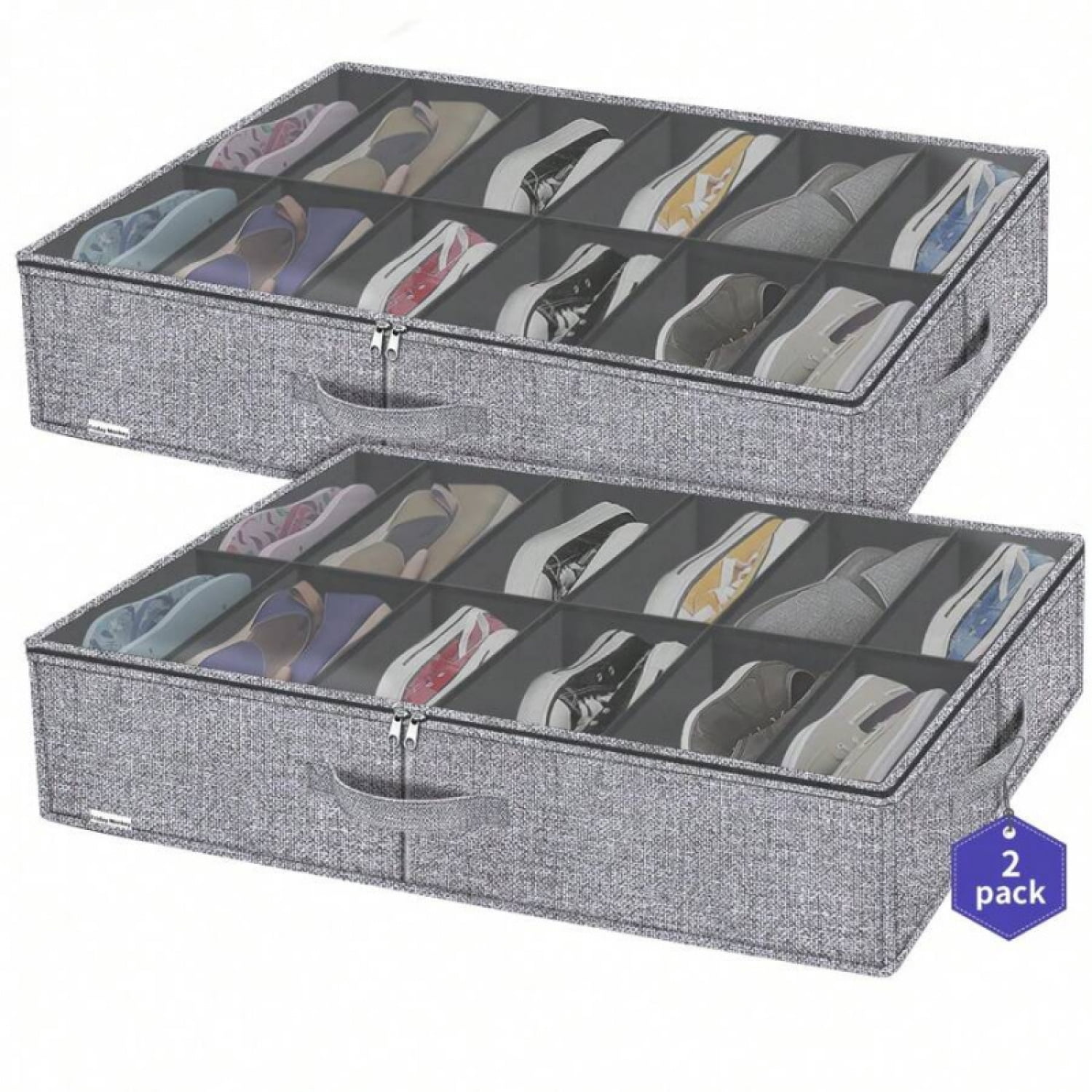 Sturdy Under Bed Shoe Storage Solution Organizer For Closet Fit 16x2 ...