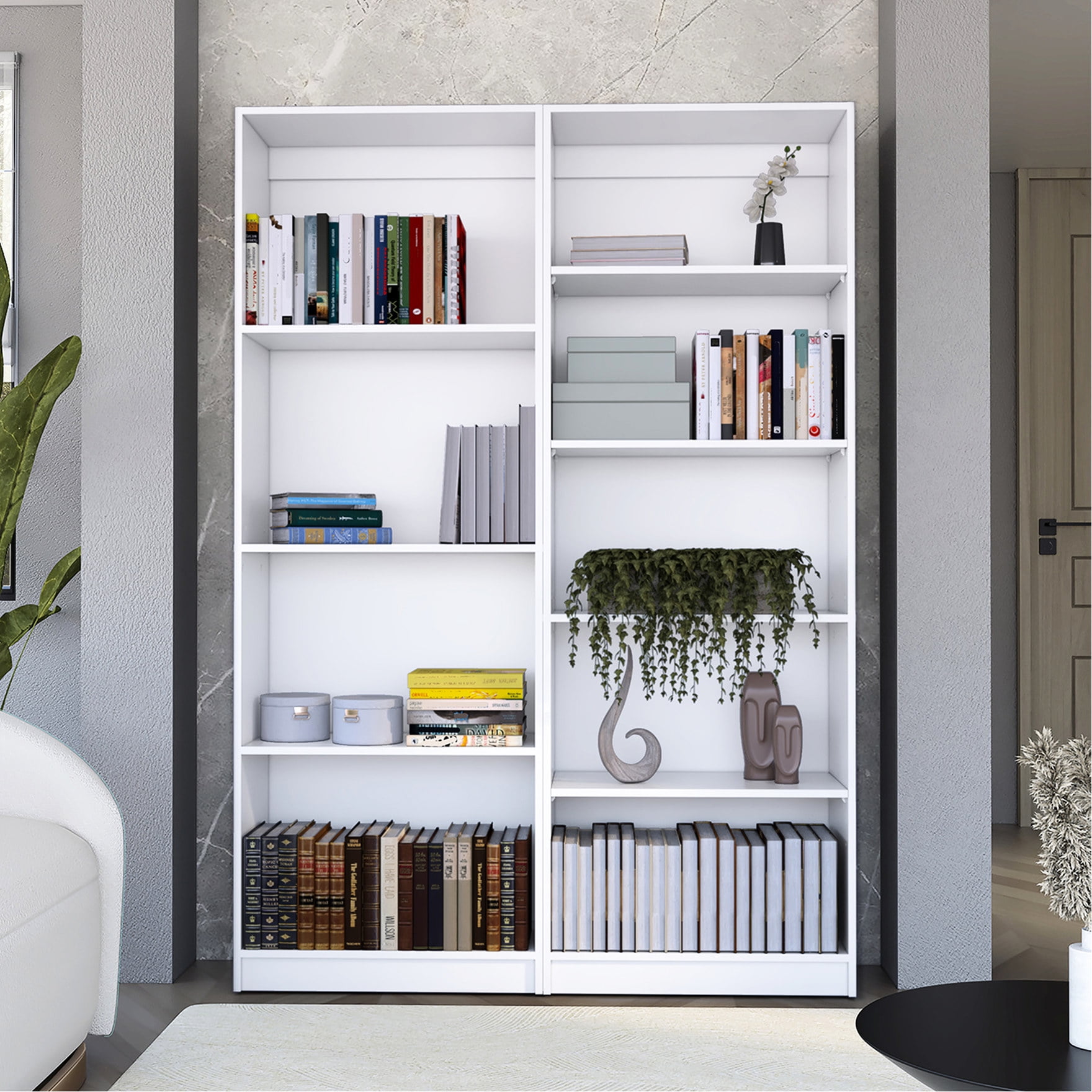 Sturdy Build Quality / Living Room Display / Modern White Bookcase ...