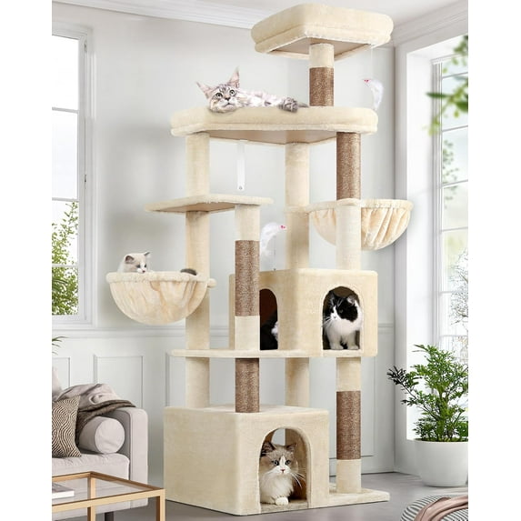 Sturdy Cat Tree 68-inch Large Cat Tower for Indoor Adult Cats 20 lbs ...