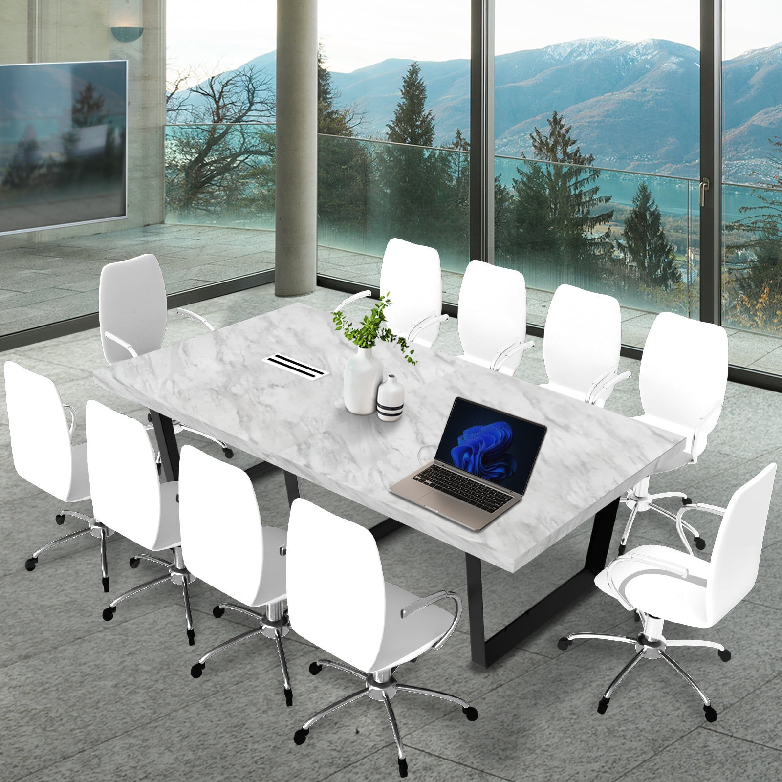 Ahliss Executive Room Sturdy Conference Table- Modern Wood & Metal ...