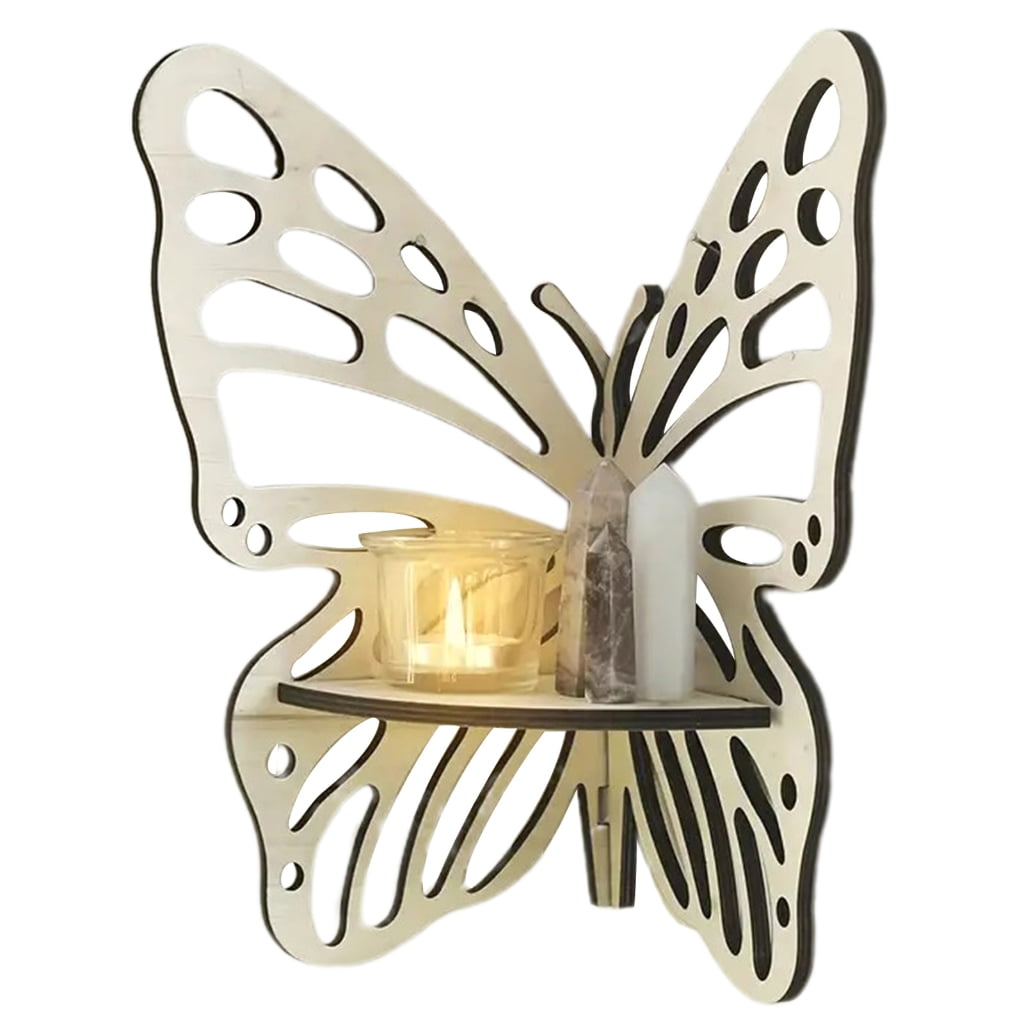 Sturdy Corner Shelf Wall Shelves for Bedrooms Wood Hollow Butterfly ...