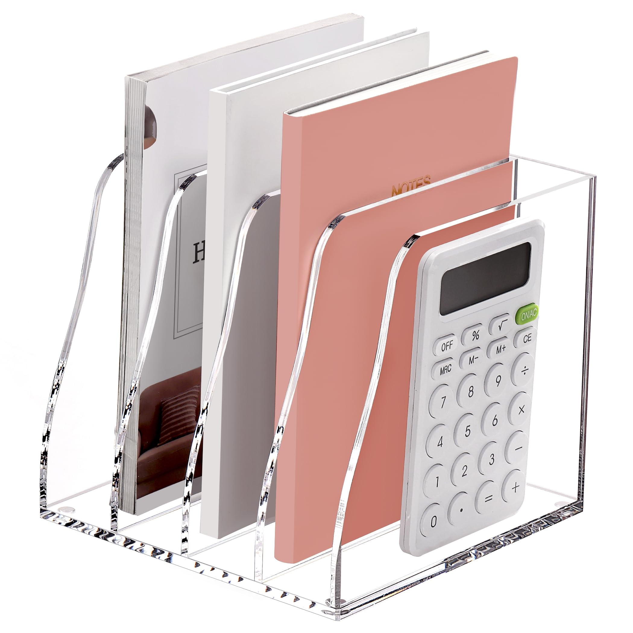 Sturdy Desktop 4 Compartments Acrylic Magazine File Holders Frames File ...