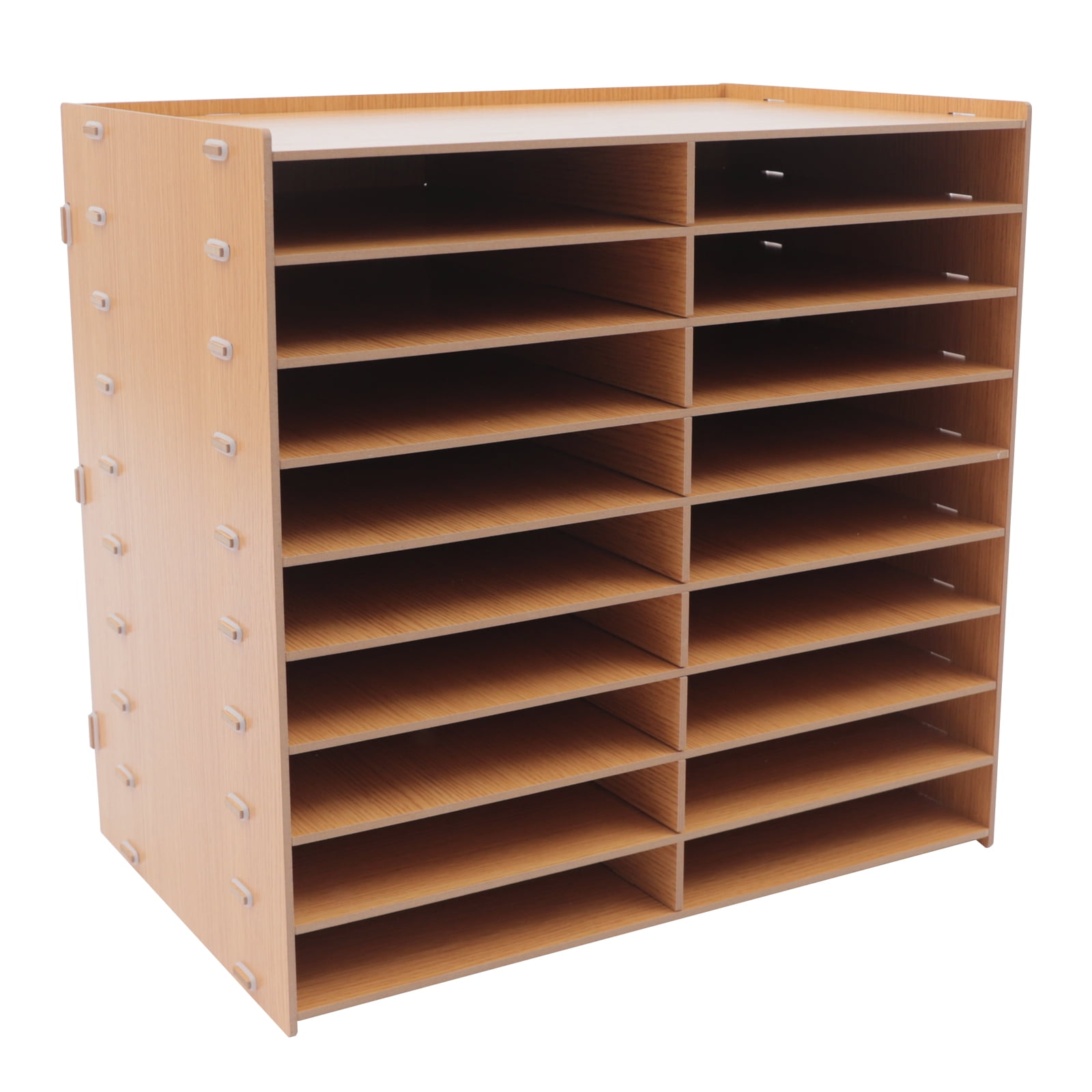 Sturdy Desktop File Organizer, 9 Layers, 18 Compartments, Oak Wood ...